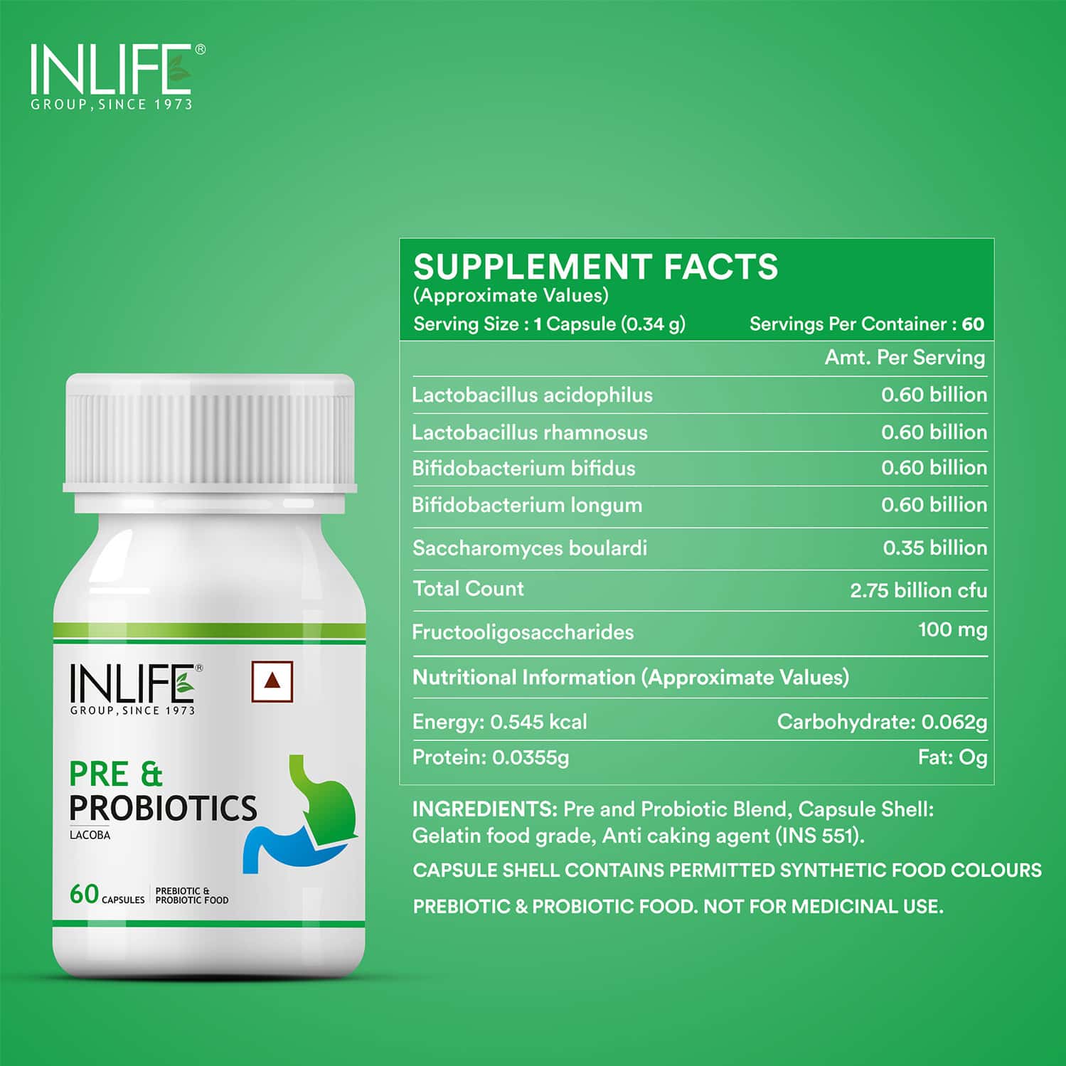 Buy INLIFE PREBIOTICS AND PROBIOTICS SUPPLEMENT FOR MEN WOMEN - 60 ...