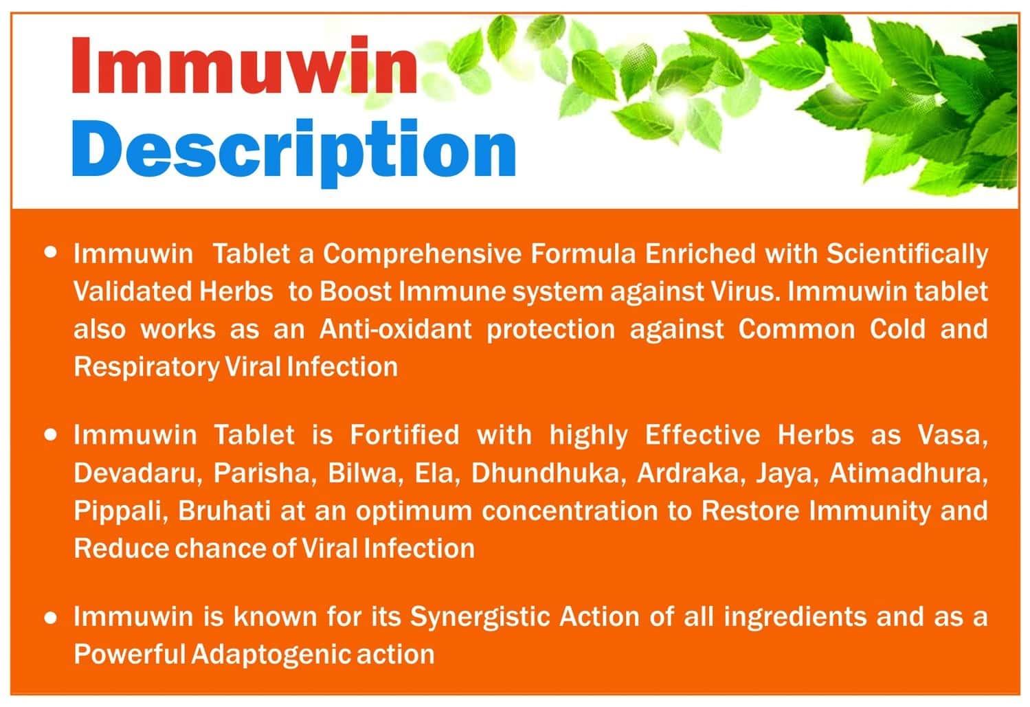 Buy IMMUWIN TABLET - AYURVEDIC IMMUNITY BOOSTER - 4 X 25 Online & Get ...