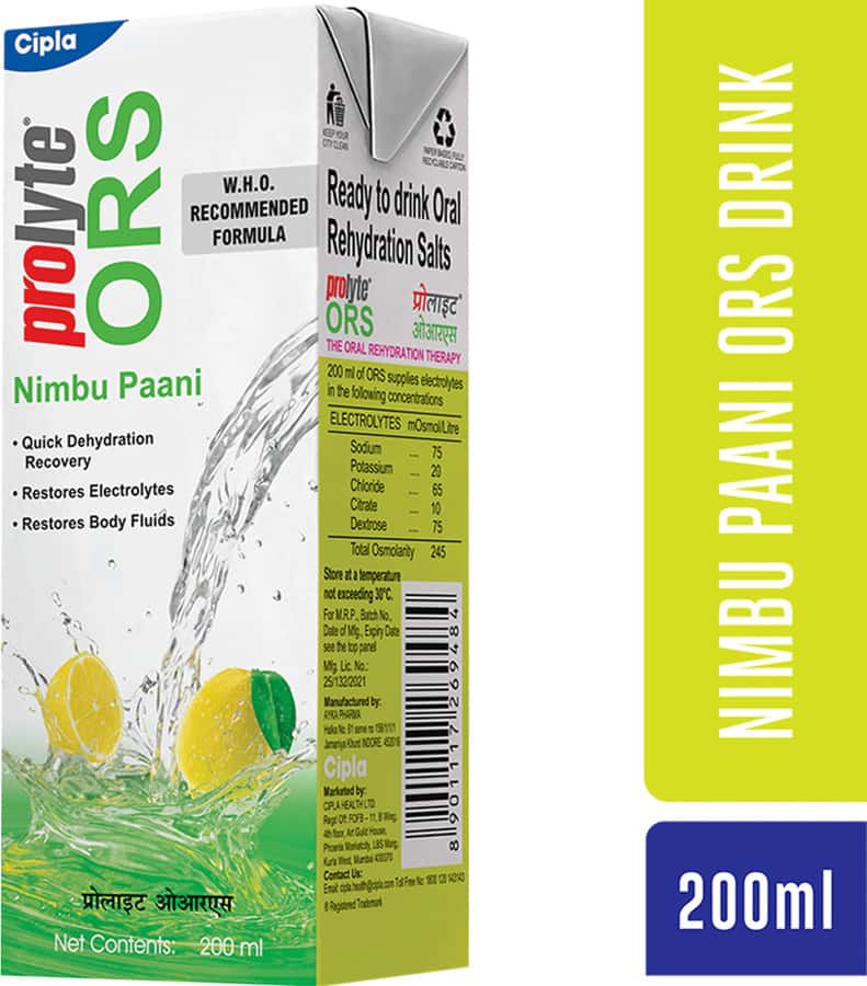 Buy PROLYTE ORS LEMON DRINK TETRAPACK (200 ML) Online & Get Upto 60% ...