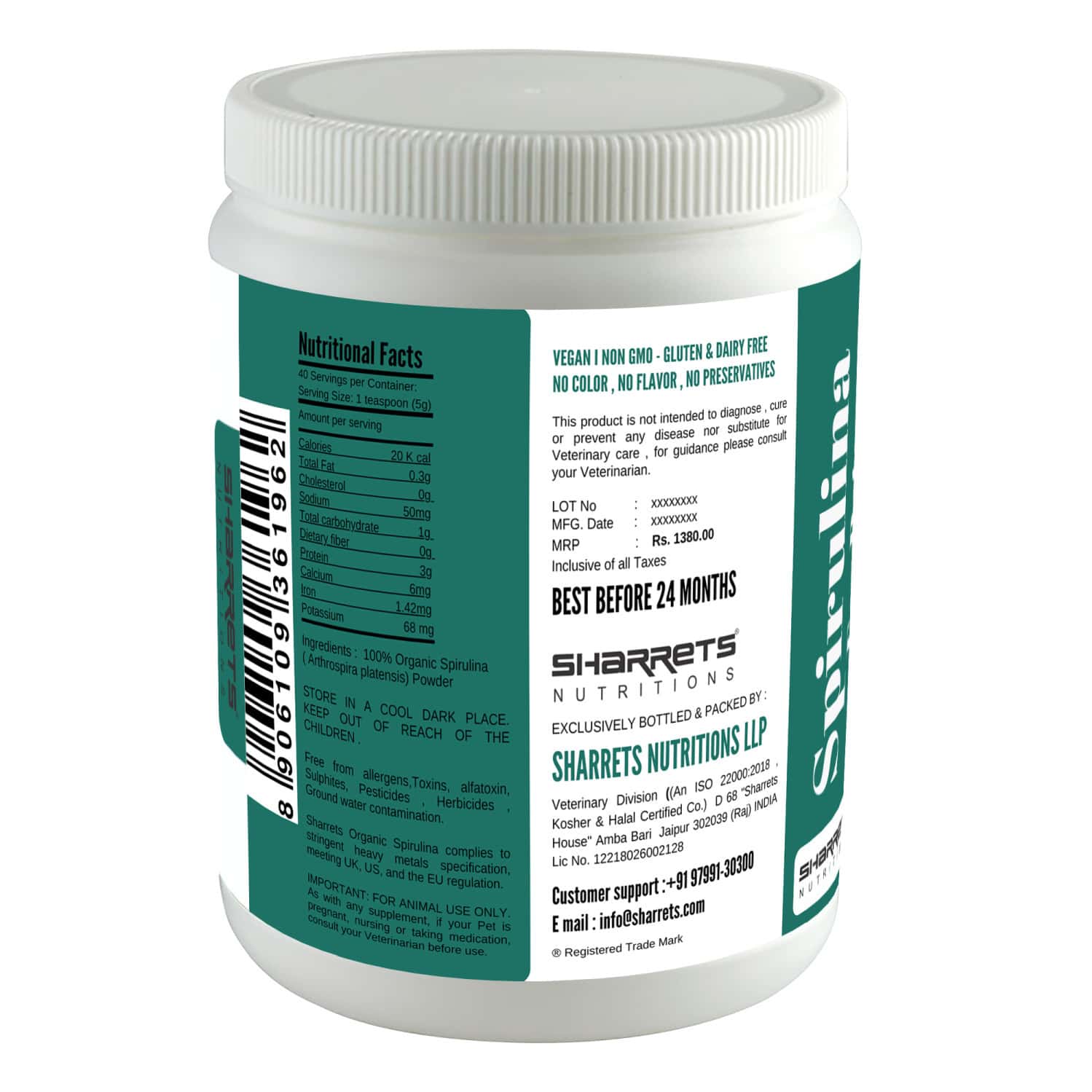 Buy SHARRETS ORGANIC SPIRULINA POWDER FOR PETS, SUPERFOOD FOR DOGS CATS ...