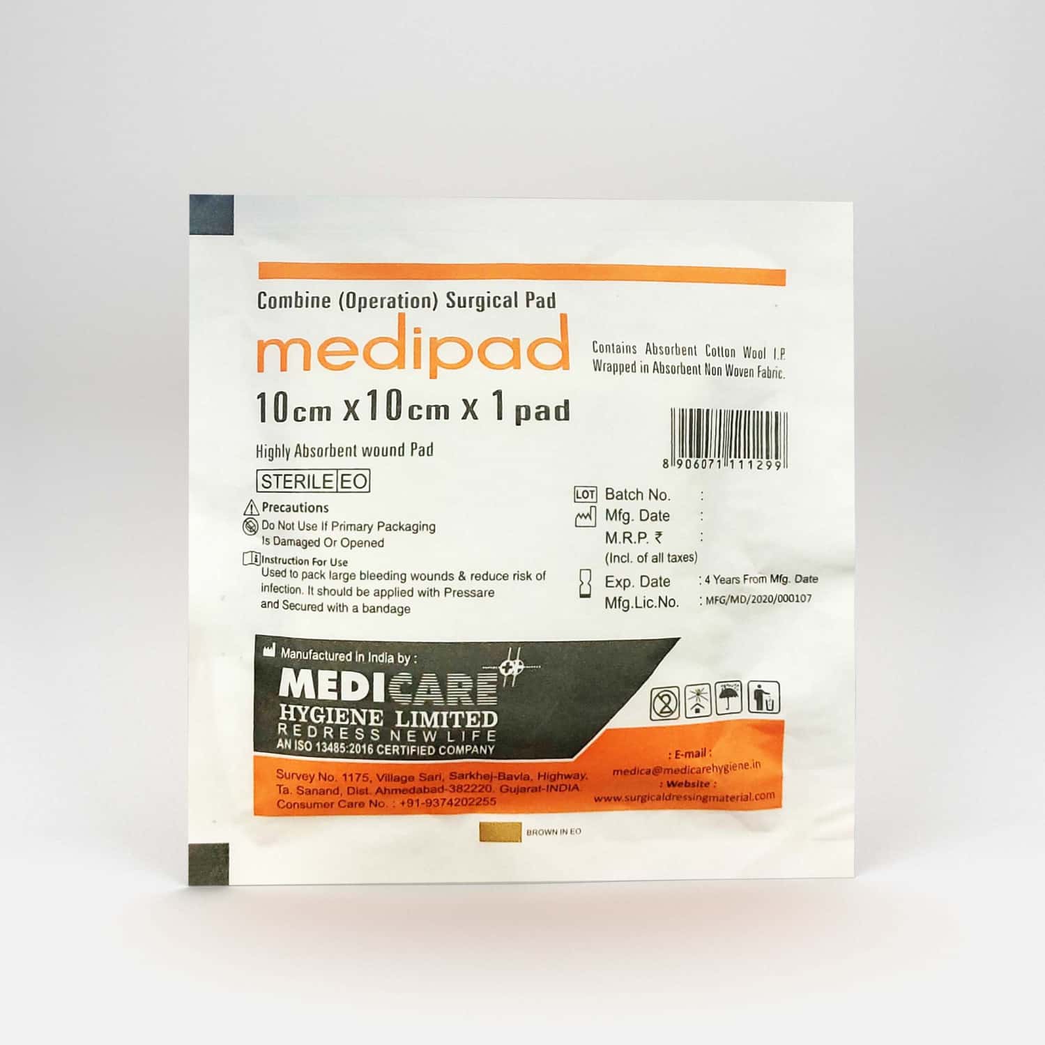 Buy MEDICA MEDIPAD COMBINE (OPERATION) SURGICAL PAD STERILE R 10CM X ...