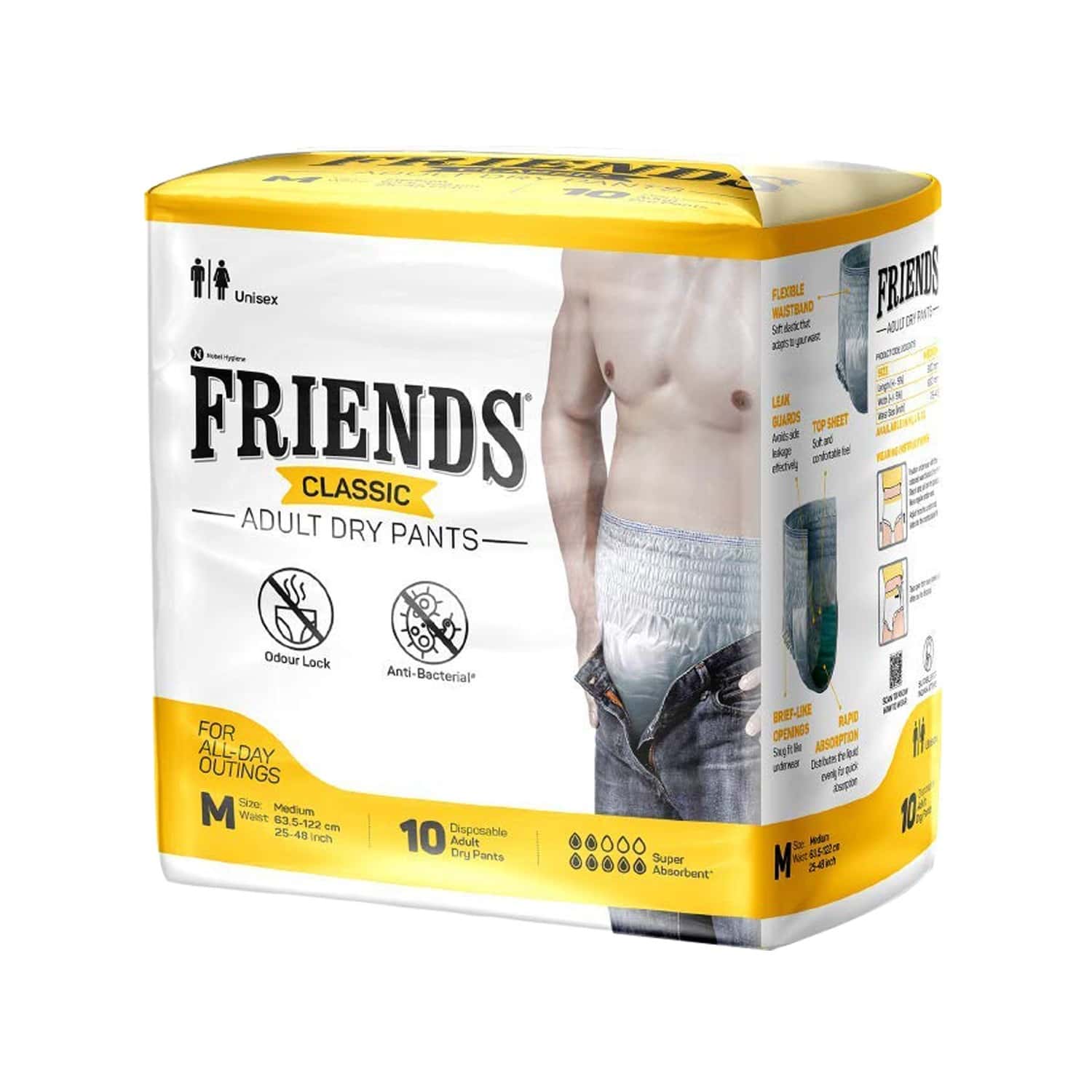 Buy FRIENDS CLASSIC ADULT DIAPERS PANTS STYLE - 10 COUNT (M) - WAIST ...