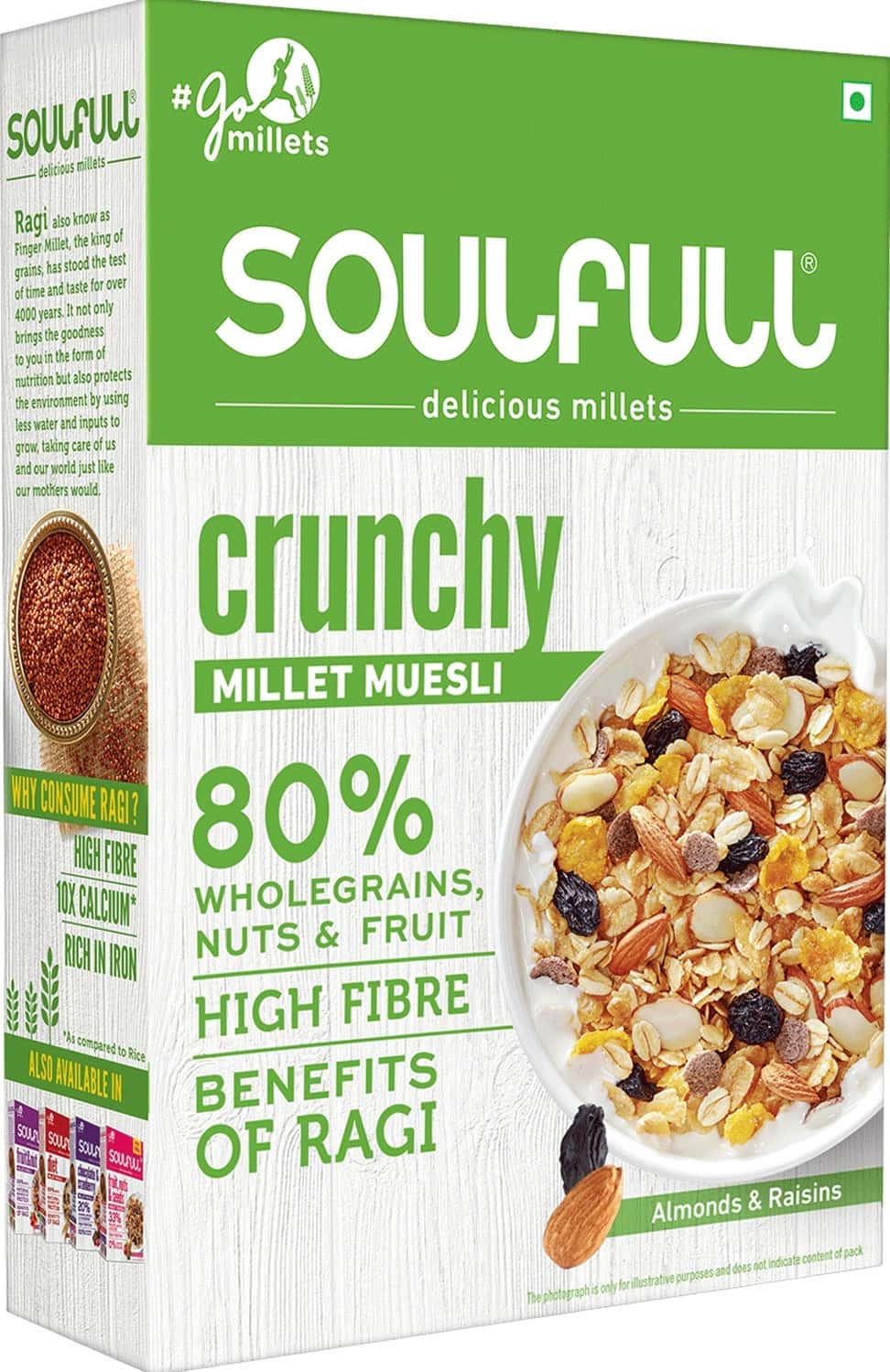 Buy TATA SOULFULL CRUNCHY MILLET MUESLI WITH ALMONDS & RAISINS 400G ...
