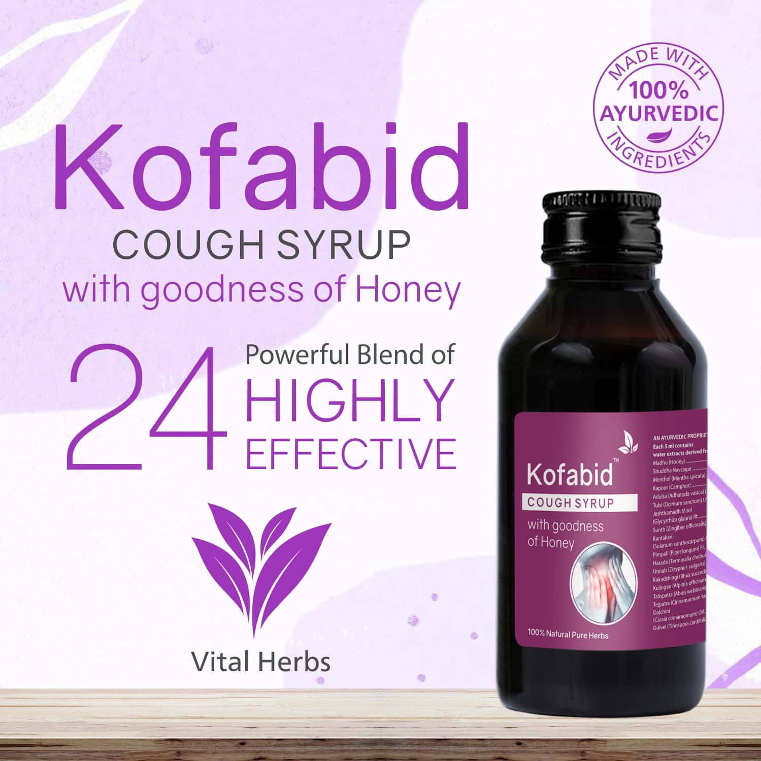 Buy KOFABID SYRUP 100 ML | 100% AYURVEDIC | NATURAL INGREDIENTS | NON ...