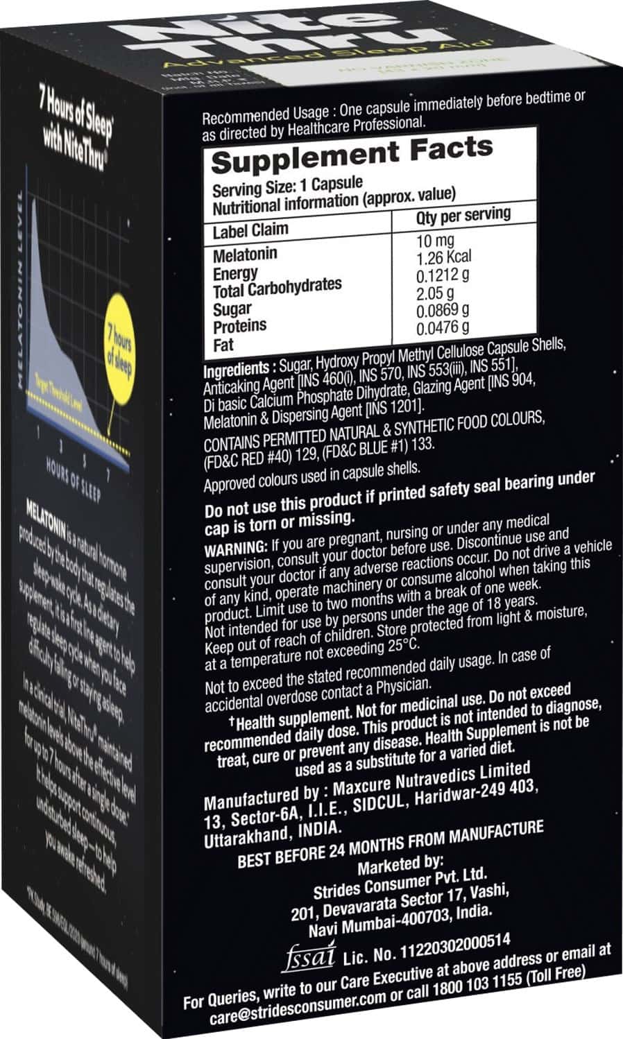 Buy NITE THRU ADVANCED MELATONIN HEALTH SUPPLEMENT 10MG 30 VEG CAPSULES ...