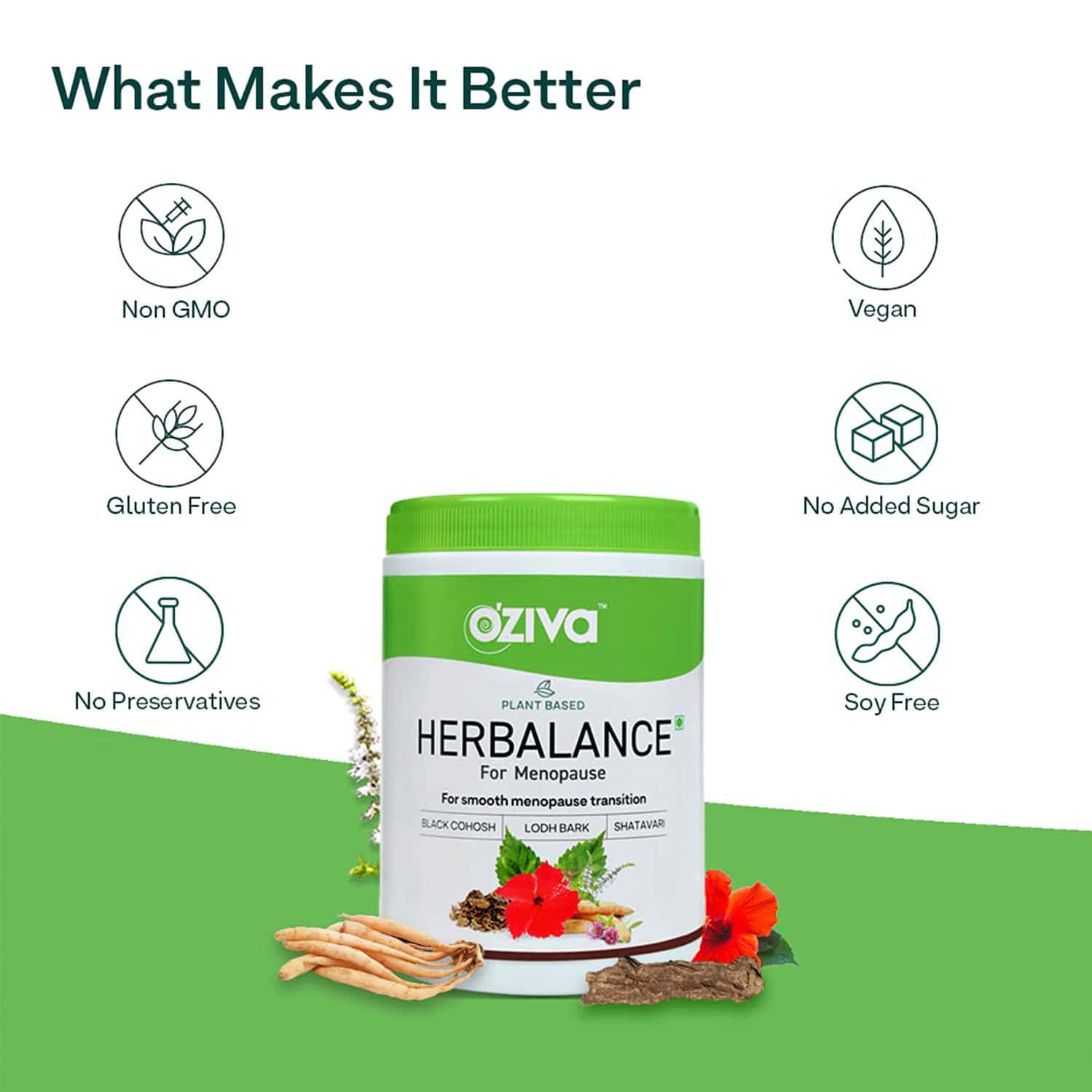 Buy OZIVA PLANT BASED HERBALANCE FOR MENOPAUSE 250G | MENOPAUSE RELIEF ...