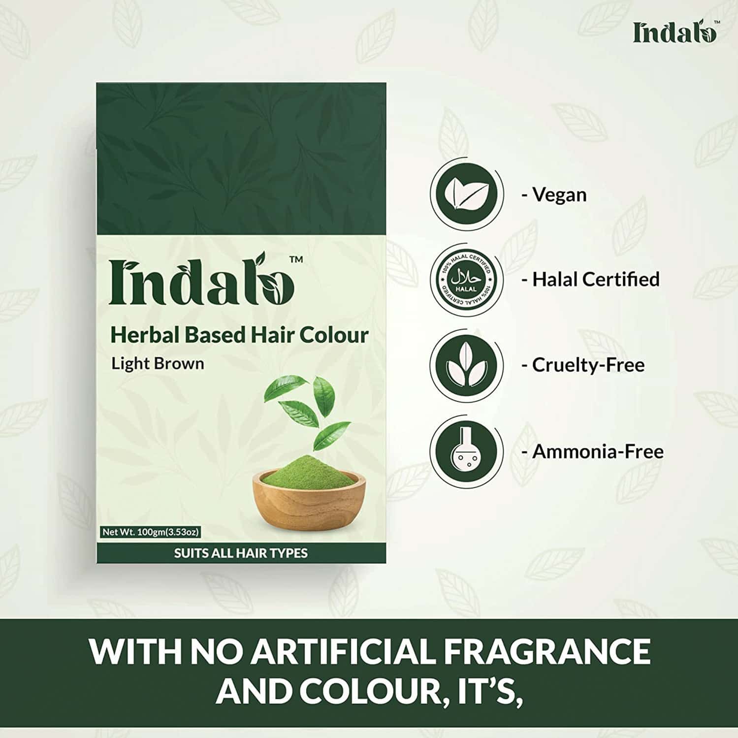 Buy INDALO HERBAL BASED HAIR COLOUR LIGHT BROWN NO AMMONIA 100GM WITH ...