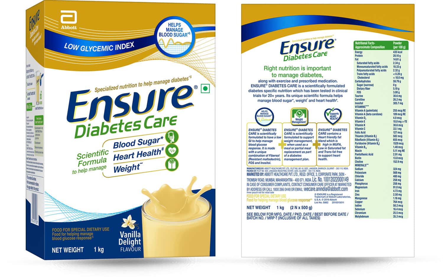 Buy ENSURE DIABETES CARE VANILLA POWDER REFILL - 1 KG Online & Get Upto ...