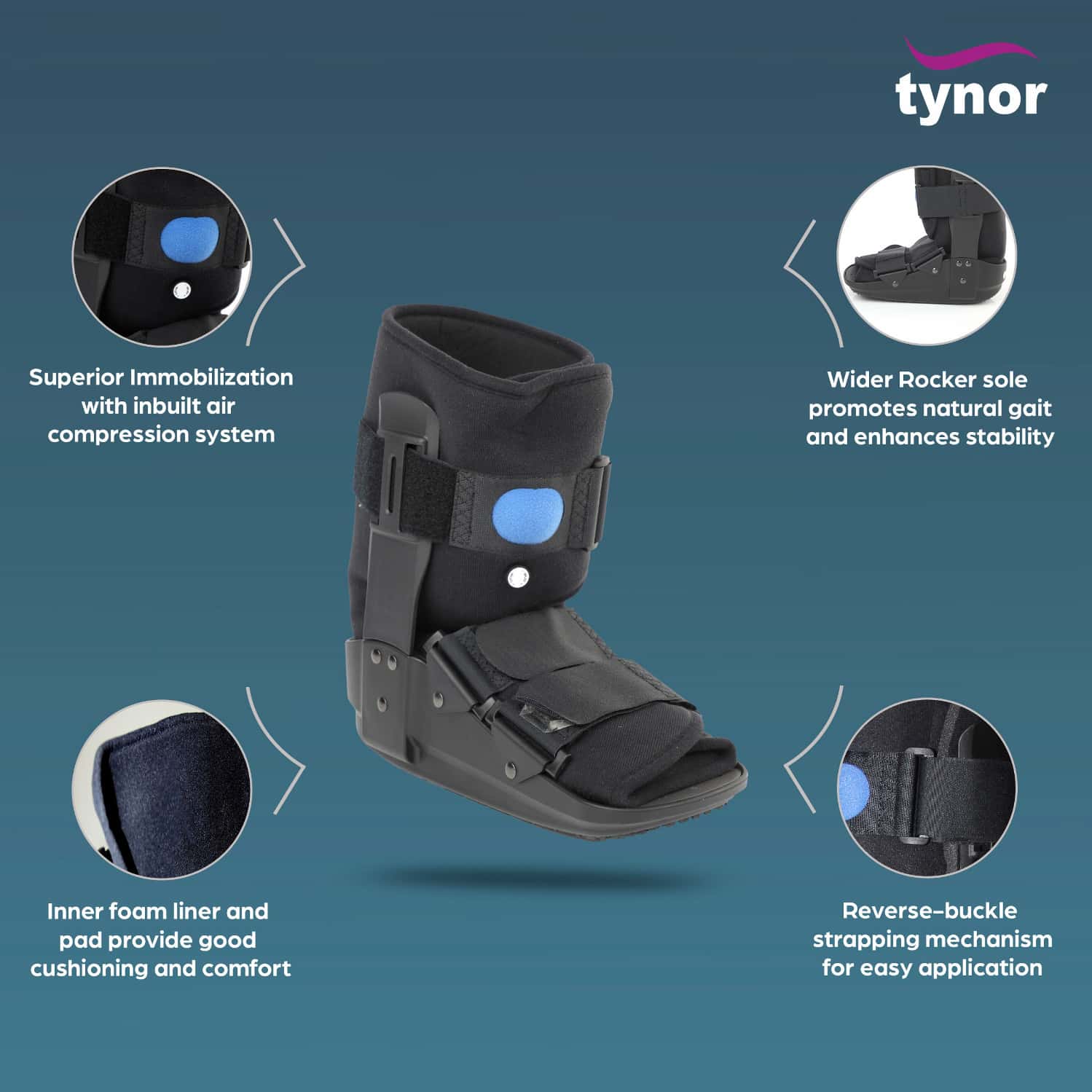 Buy TYNOR WALKER BOOT AIR- SHORT BLACK LARGE 1 UNIT Online & Get Upto ...