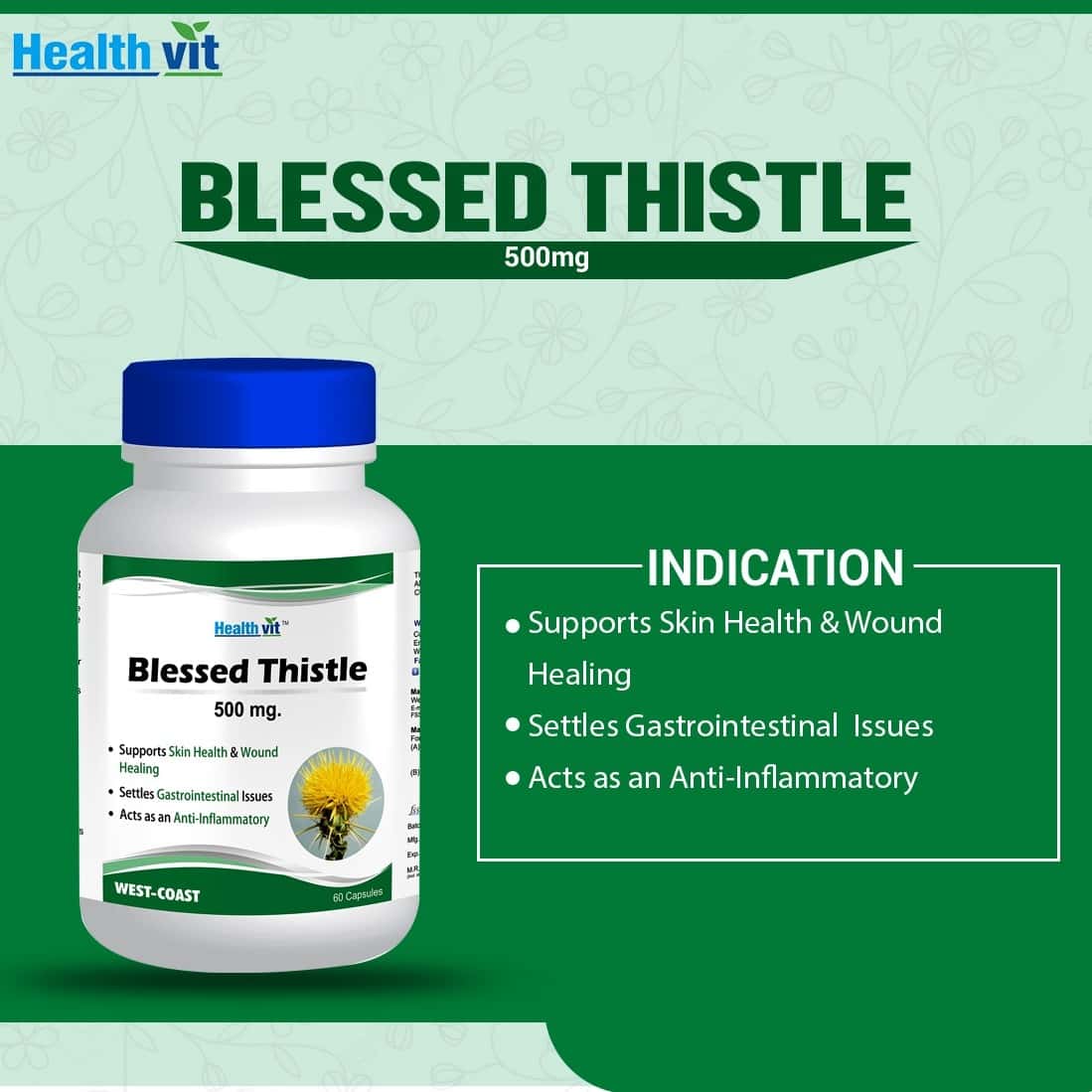 Buy HEALTHVIT BLESSED THISTLE 500 MG -60 CAPSULES Online & Get Upto 60% ...