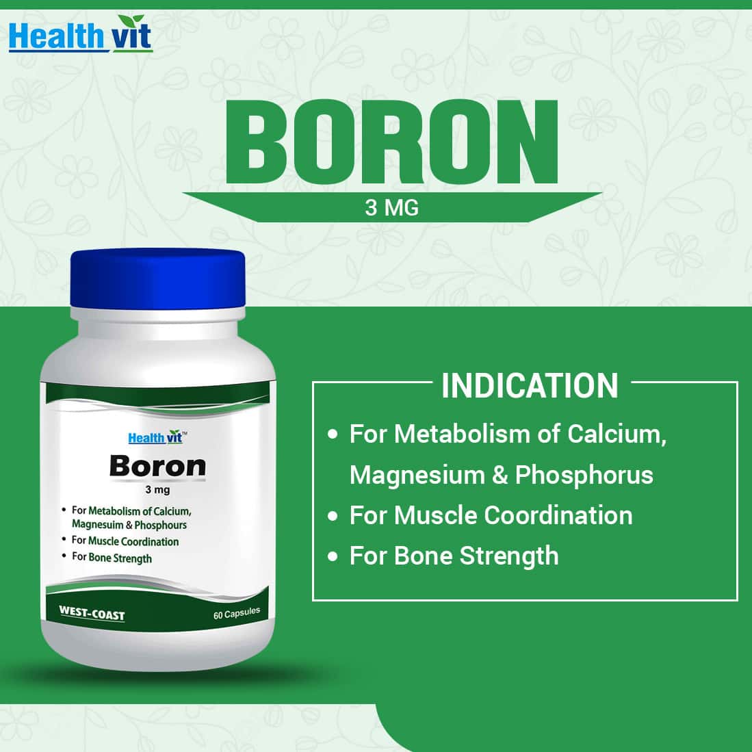 Buy HEALTHVIT BORON 3 MG -60 CAPSULES Online & Get Upto 60% OFF at ...
