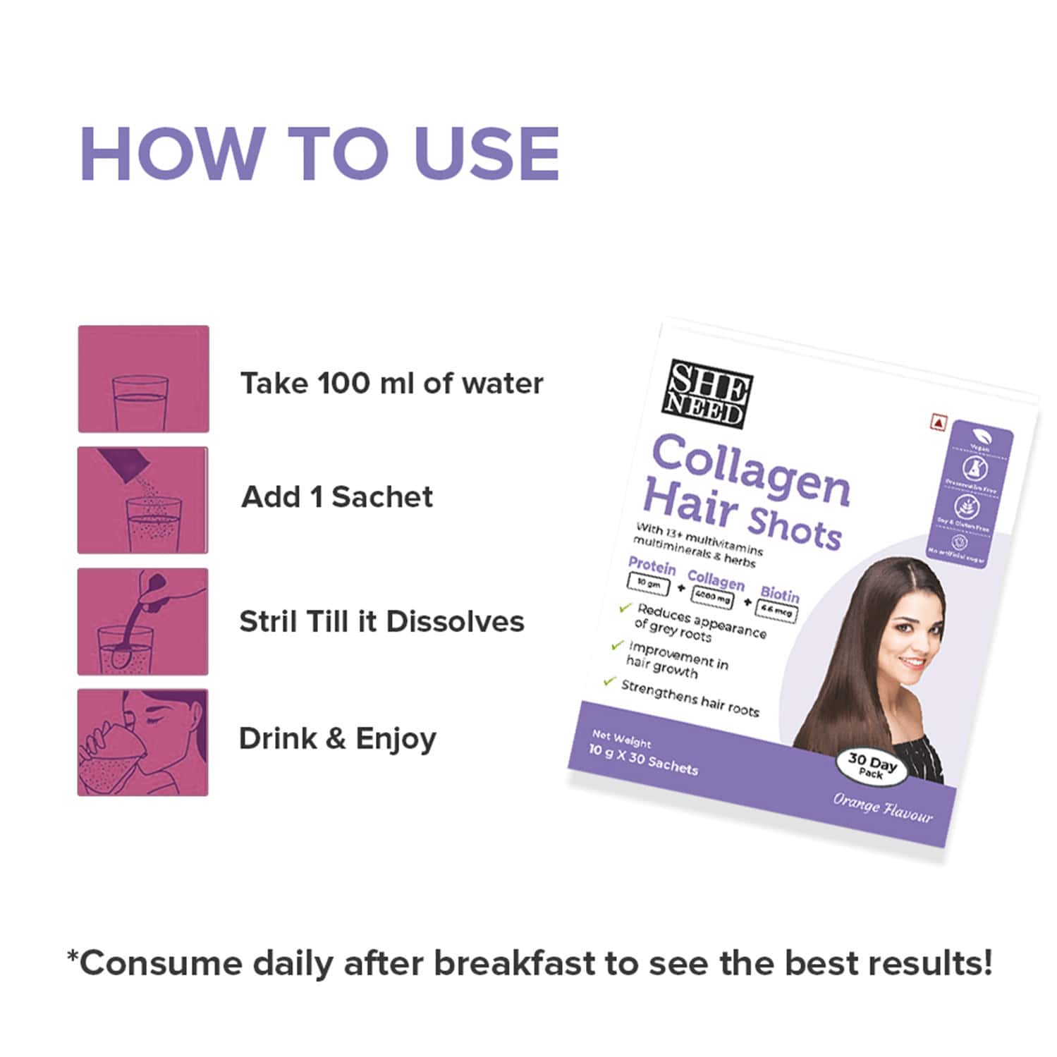 Buy SHENEED COLLAGEN HAIR SHOT WITH PROTEIN & BIOTIN-REDUCE GRAY HAIR ...
