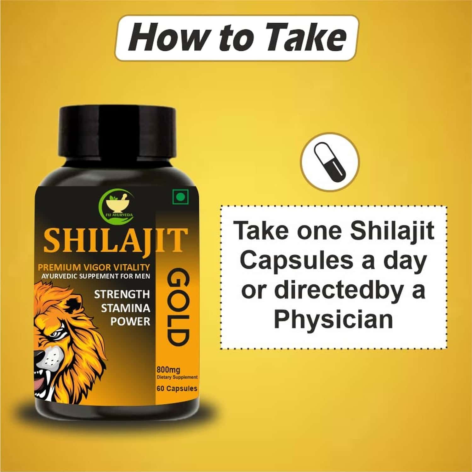 Buy FIJ AYURVEDA SHILAJIT/SHILAJEET GOLD CAPSULE - 800MG 60 CAPSULES ...