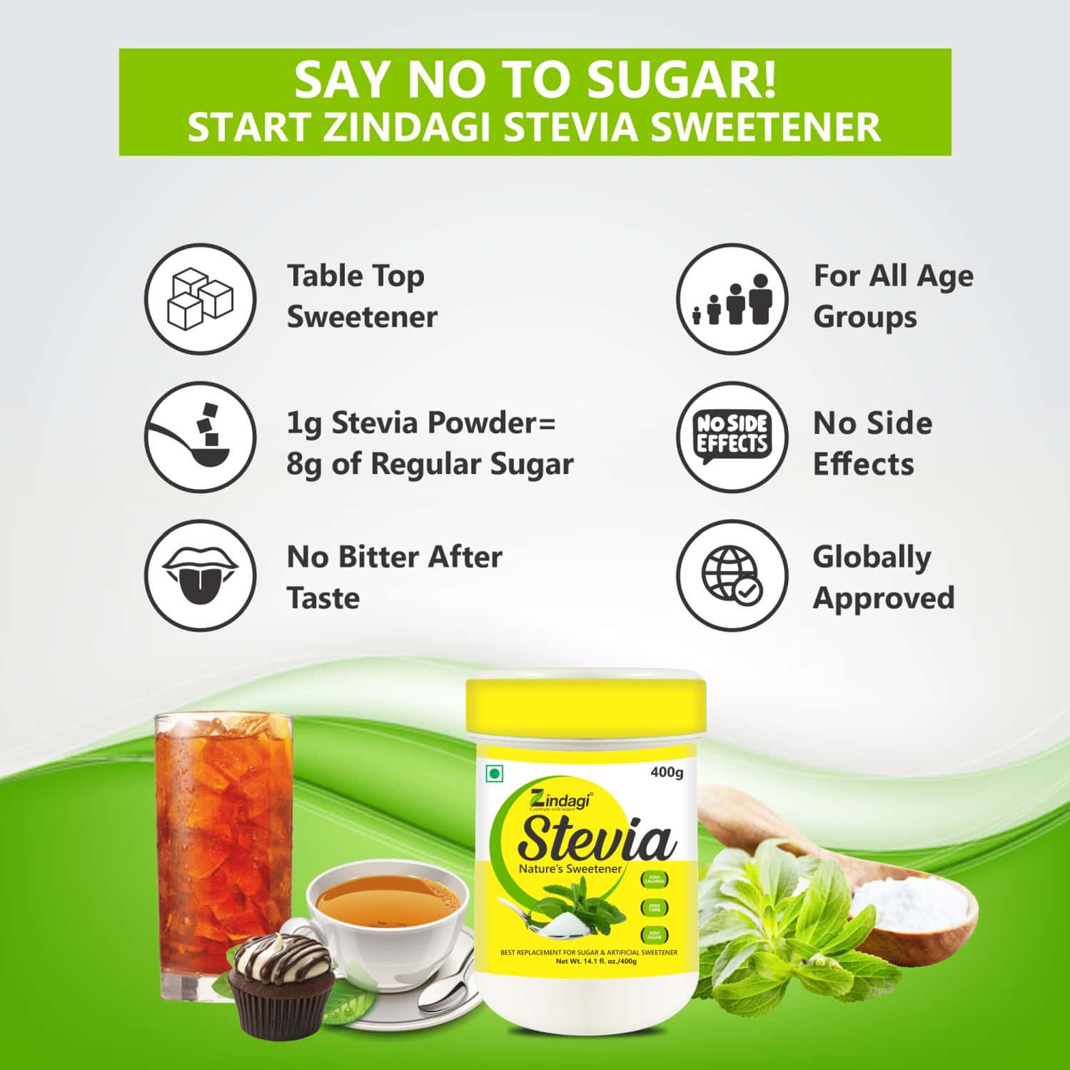 Buy ZINDAGI STEVIA POWDER|NATURAL SPOONABLE WHITE POWDER EXTRACT|SUGAR ...