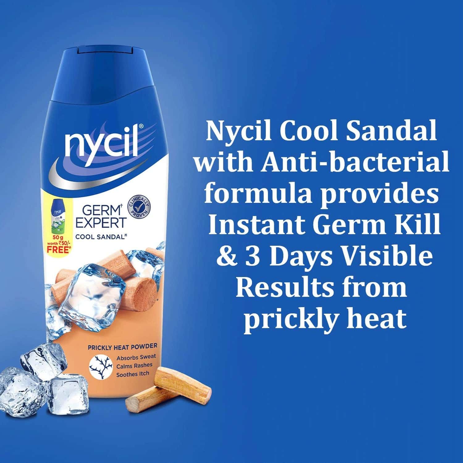 Buy NYCIL COOL SANDAL PRICKLY HEAT TALCUM POWDER, 150GM (COOL HERBAL ...