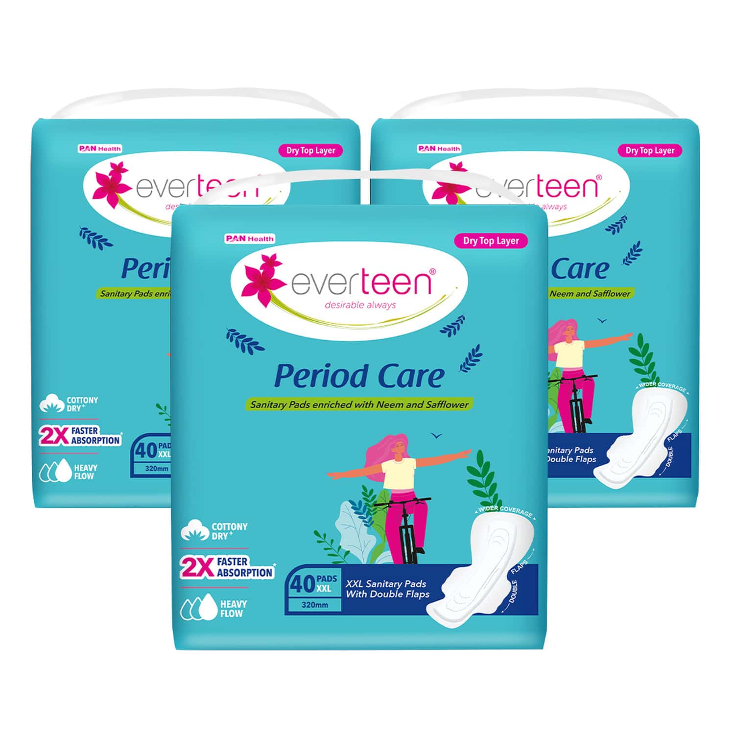 Buy EVERTEEN XXL SANITARY NAPKIN PADS WITH COTTONY-DRY TOP LAYER FOR ...