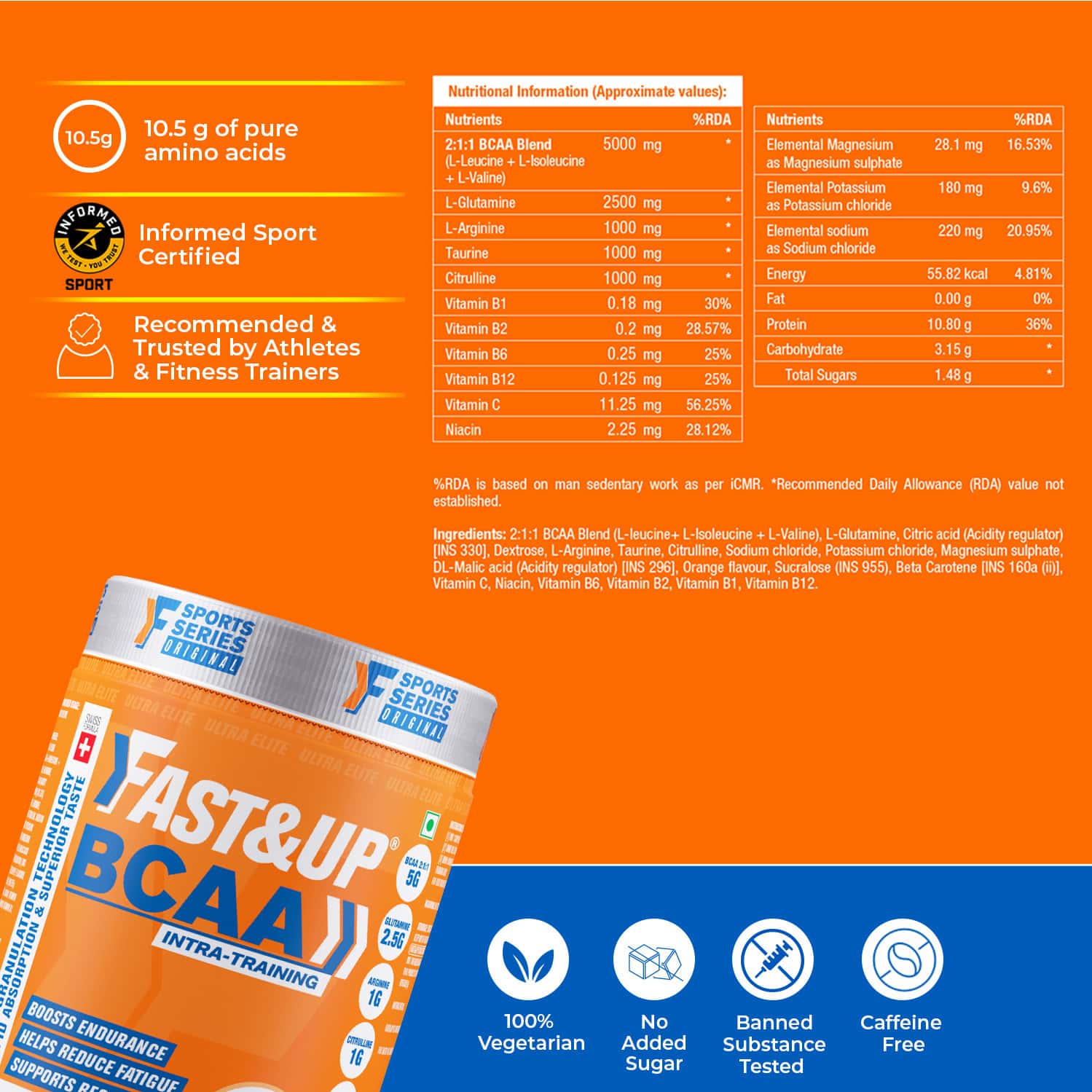 Buy FAST&UP BCAA INTRA - TRAINING - ADVANCED INTRA-TRAINING (450 GMS ...