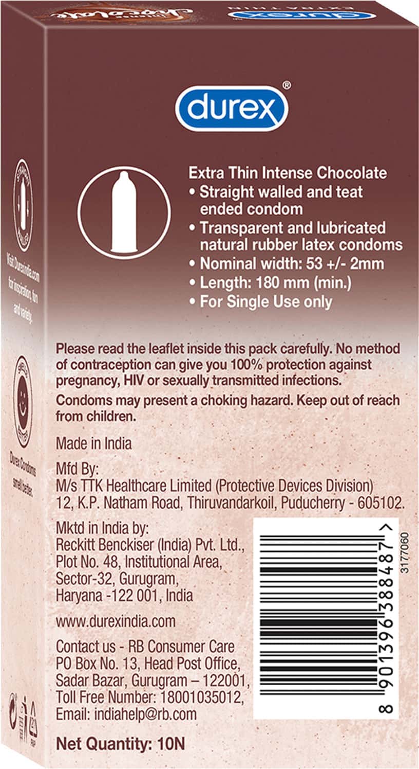 Buy DUREX EXTRA THIN INTENSE CHOCOLATE FLAVOURED CONDOMS FOR MEN -10S Online & Get Upto 60% OFF ...