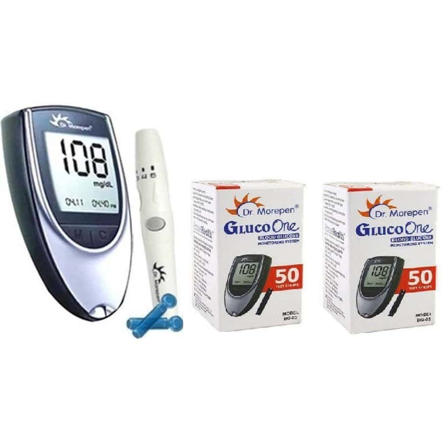 Buy DR MOREPEN BG 03 GLUCOMETER KIT (WITH 25 STRIPS) WITH 2 PACK ROUND ...
