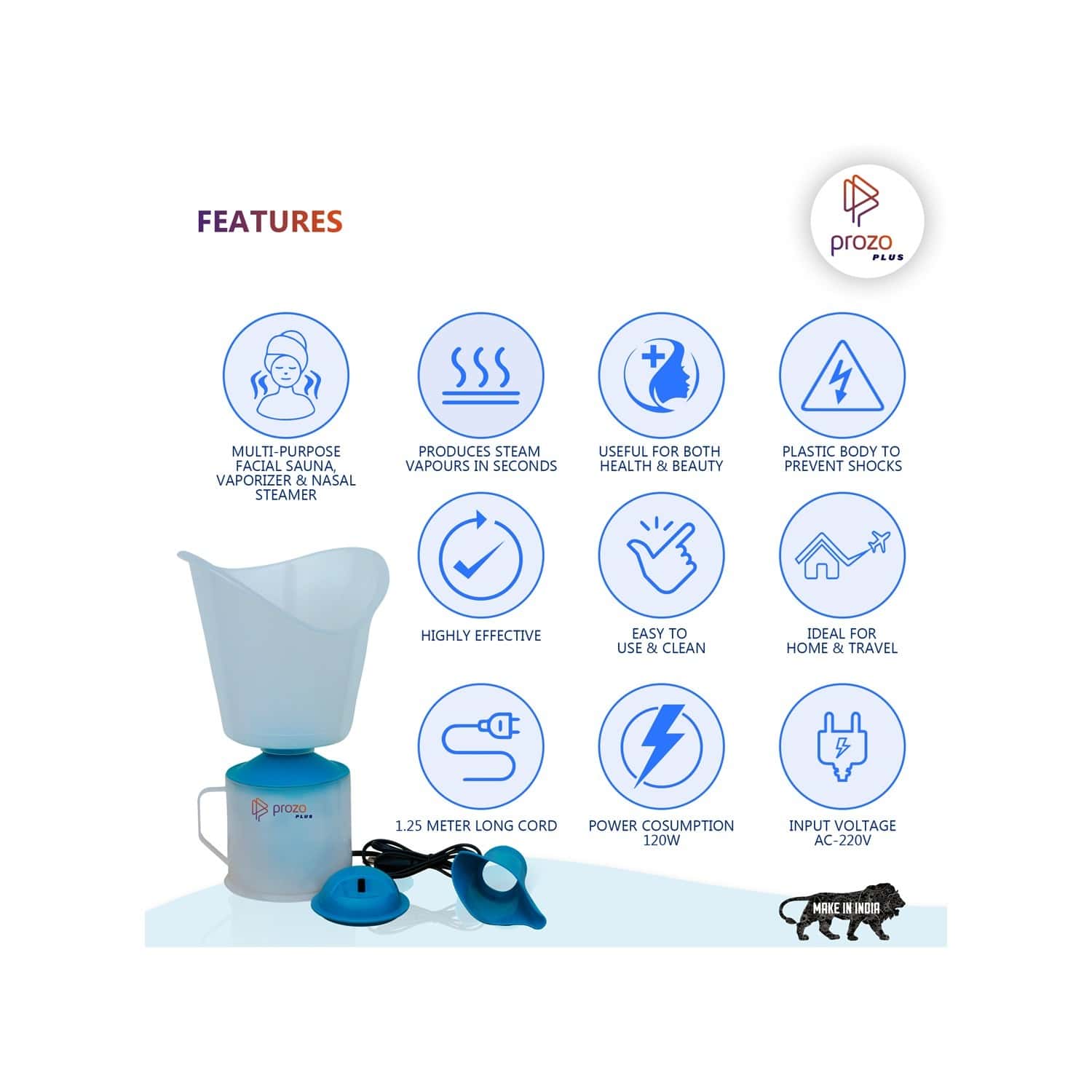 Buy PROZO PLUS VAPORIZER- STEAM INHALER (PREMIUM QUALITY) Online & Get ...