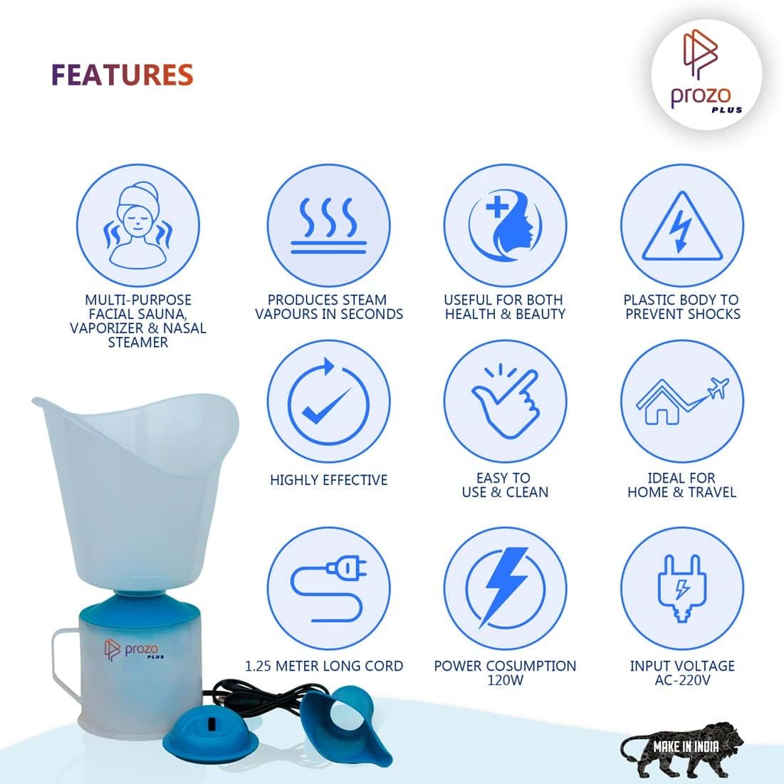 Buy PROZO PLUS VAPORIZER- STEAM INHALER (PREMIUM QUALITY) Online & Get ...