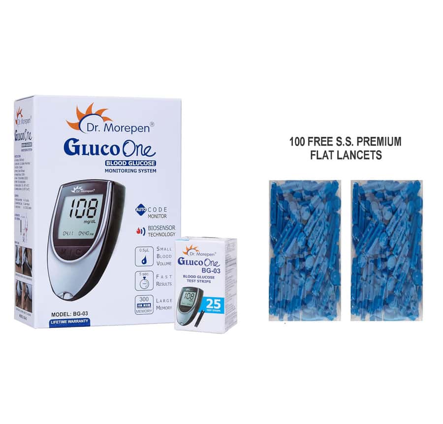 Buy DR MOREPEN BG 03 GLUCOMETER KIT (WITH 25 STRIPS) Online & Get Upto ...