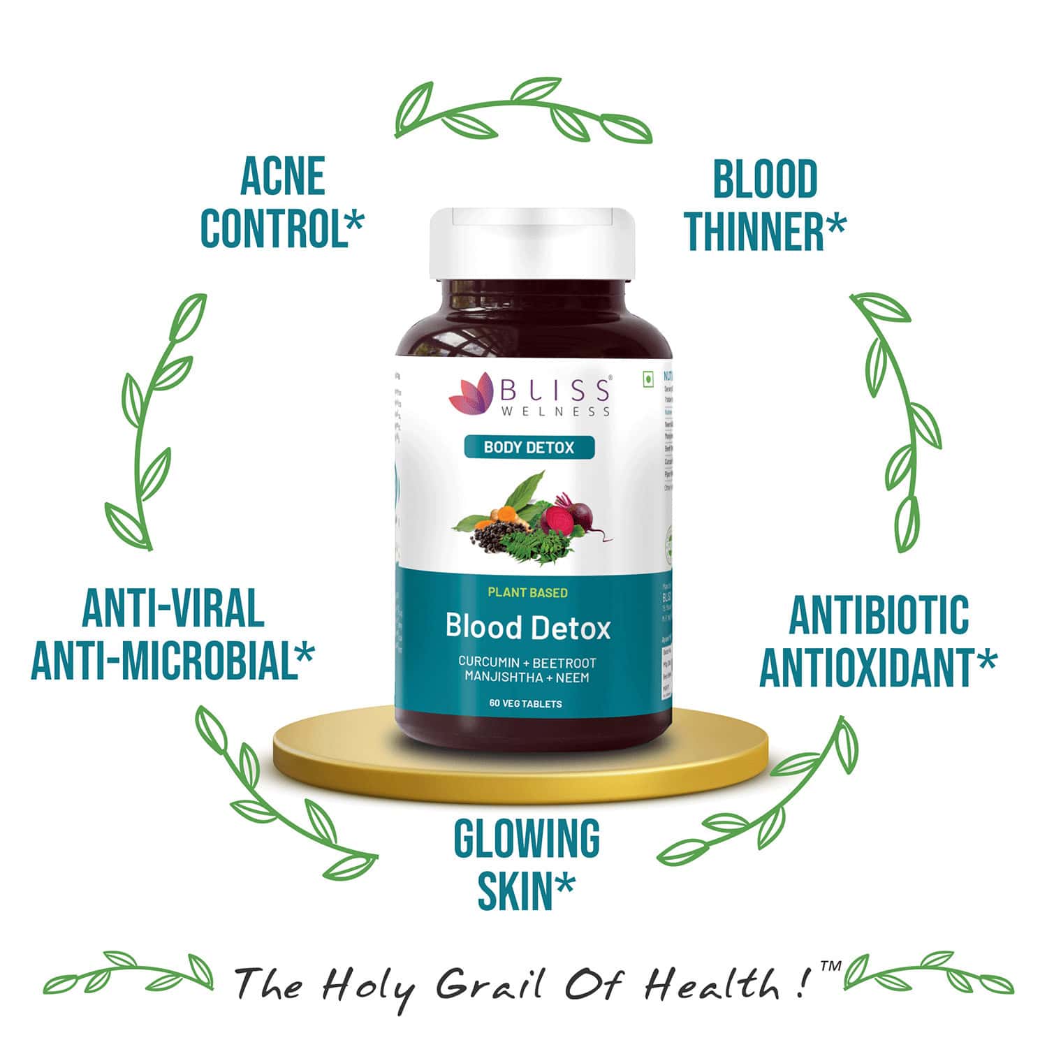 Buy BLISS WELNESS BLOOD DETOX |CURCUMIN BEETROOT MANJISTHA NEEM EXTRACT ...