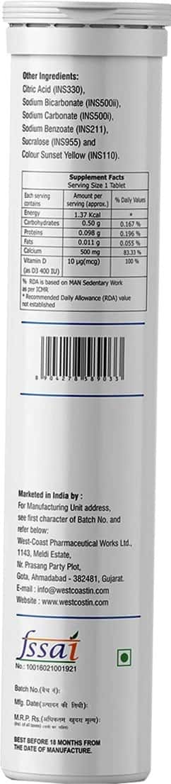 Buy HEALTHVIT CALVITAN-D3 CALCIUM 500MG & VITAMIN D3- 20 EFFERVESCENT ...
