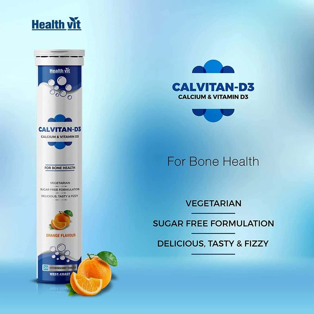 Buy HEALTHVIT CALVITAN-D3 CALCIUM 500MG & VITAMIN D3- 20 EFFERVESCENT ...