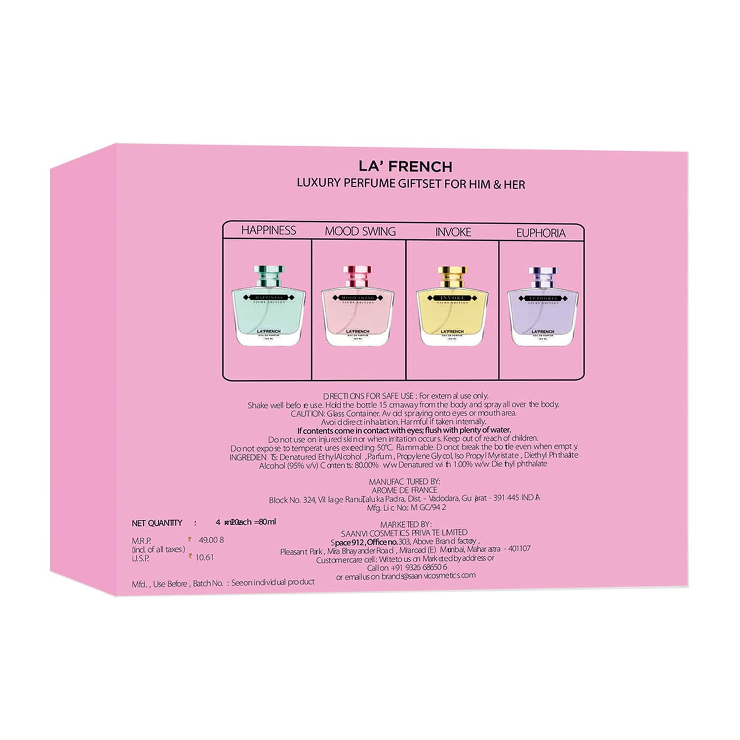 Buy LA FRENCH MOOD PERFUME GIFT SET FOR MEN & WOMEN (EUPHORIA, INVOKE ...