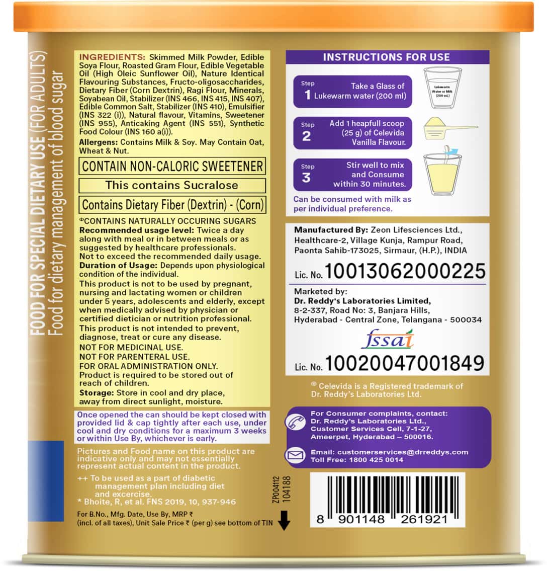 Buy CELEVIDA VANILLA FLAVOUR TIN OF 400GM Online & Get Upto 60% OFF at ...