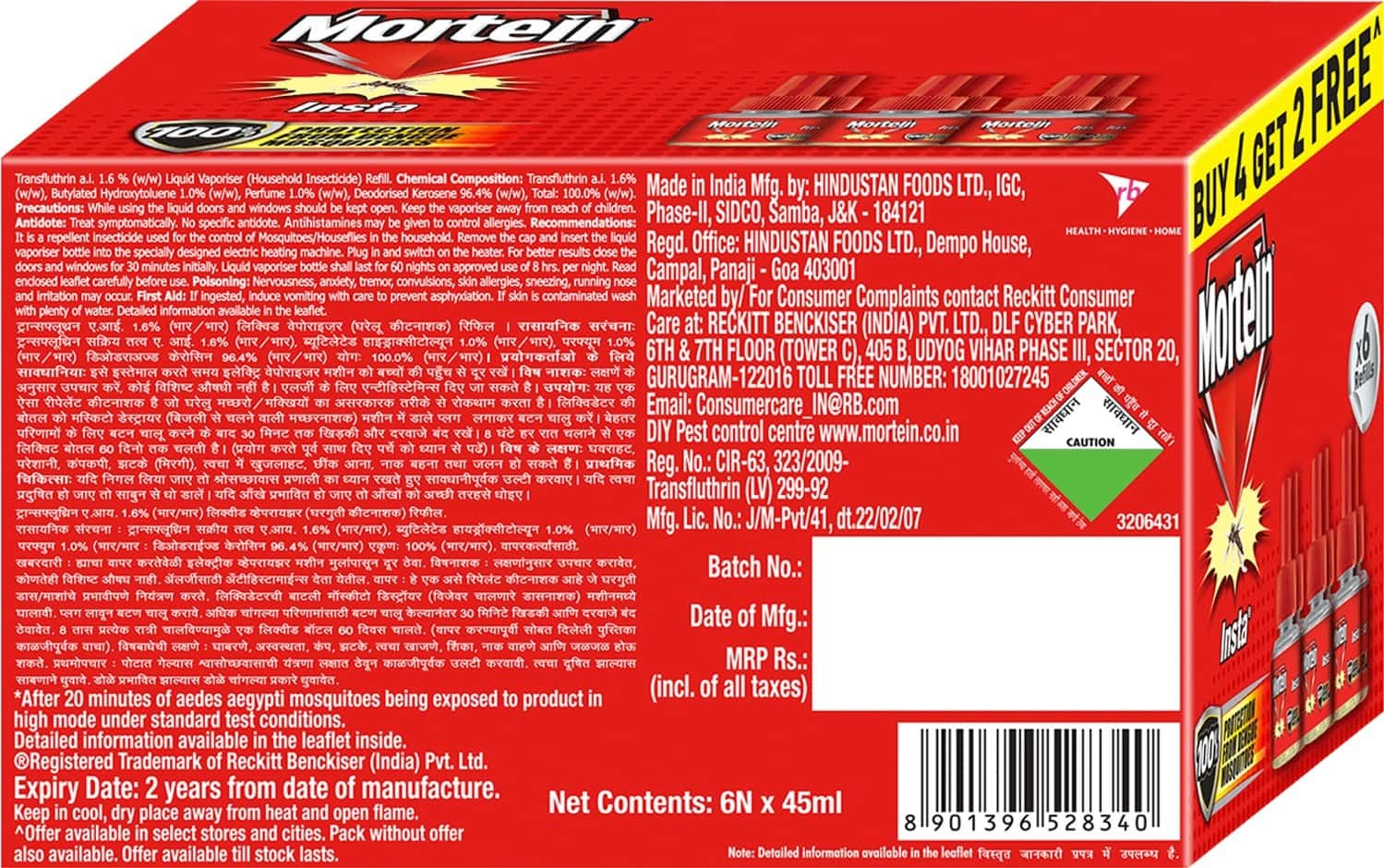 Buy MORTEIN LIQUID VAPORIZER REFILL - BUY 4, GET 2 FREE PACK Online ...