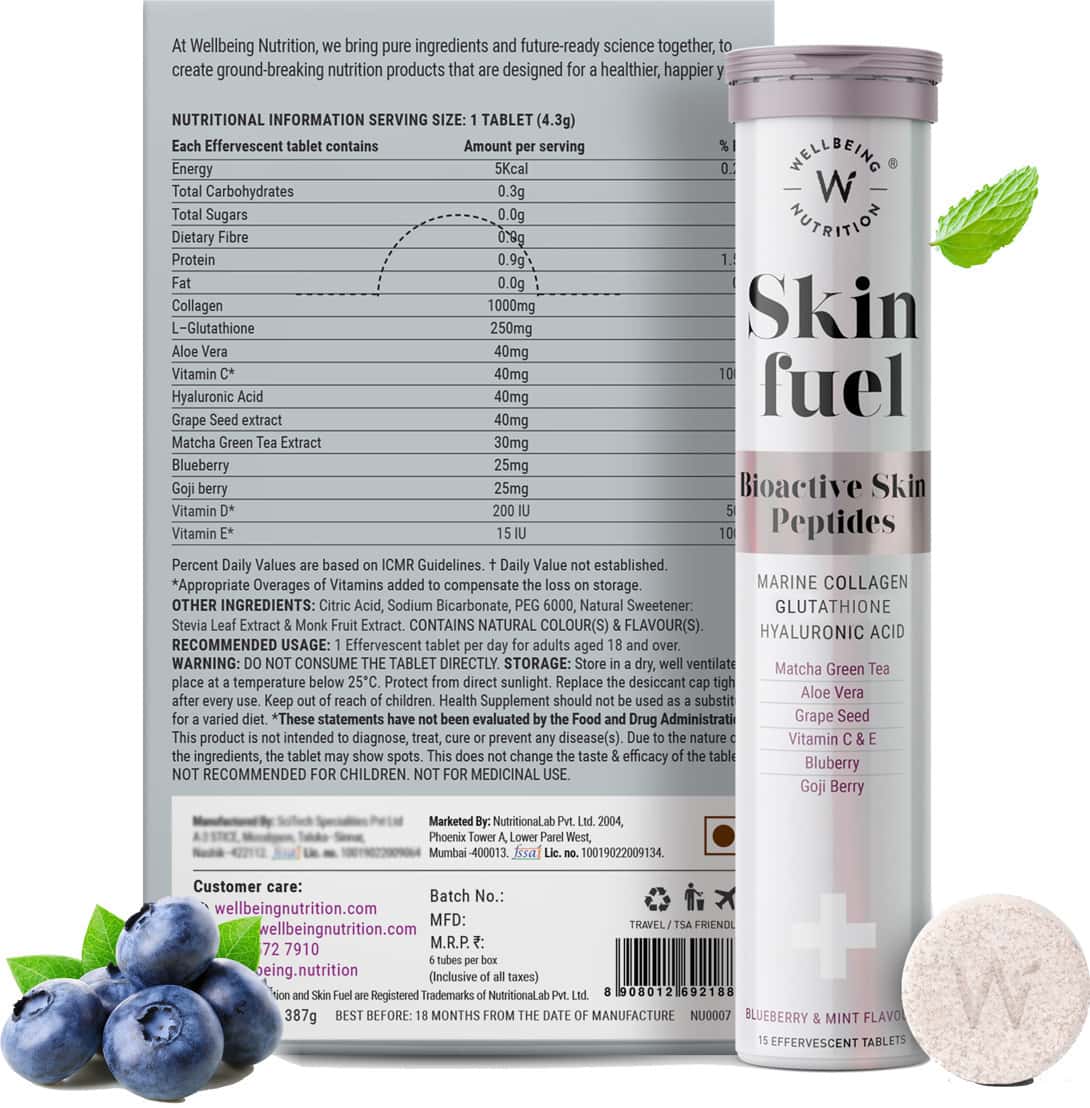 Buy WELLBEING NUTRITION SKIN FUEL FOR RADIANT GLOWING SKIN 15 TABS ...