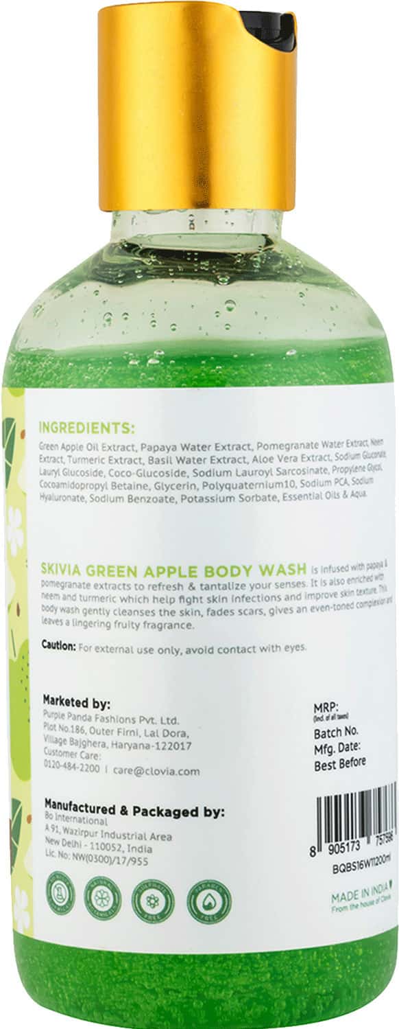 Buy SKIVIA GREEN APPLE BODY WASH | IMPROVES SKIN TEXTURE | FOR ALL SKIN ...