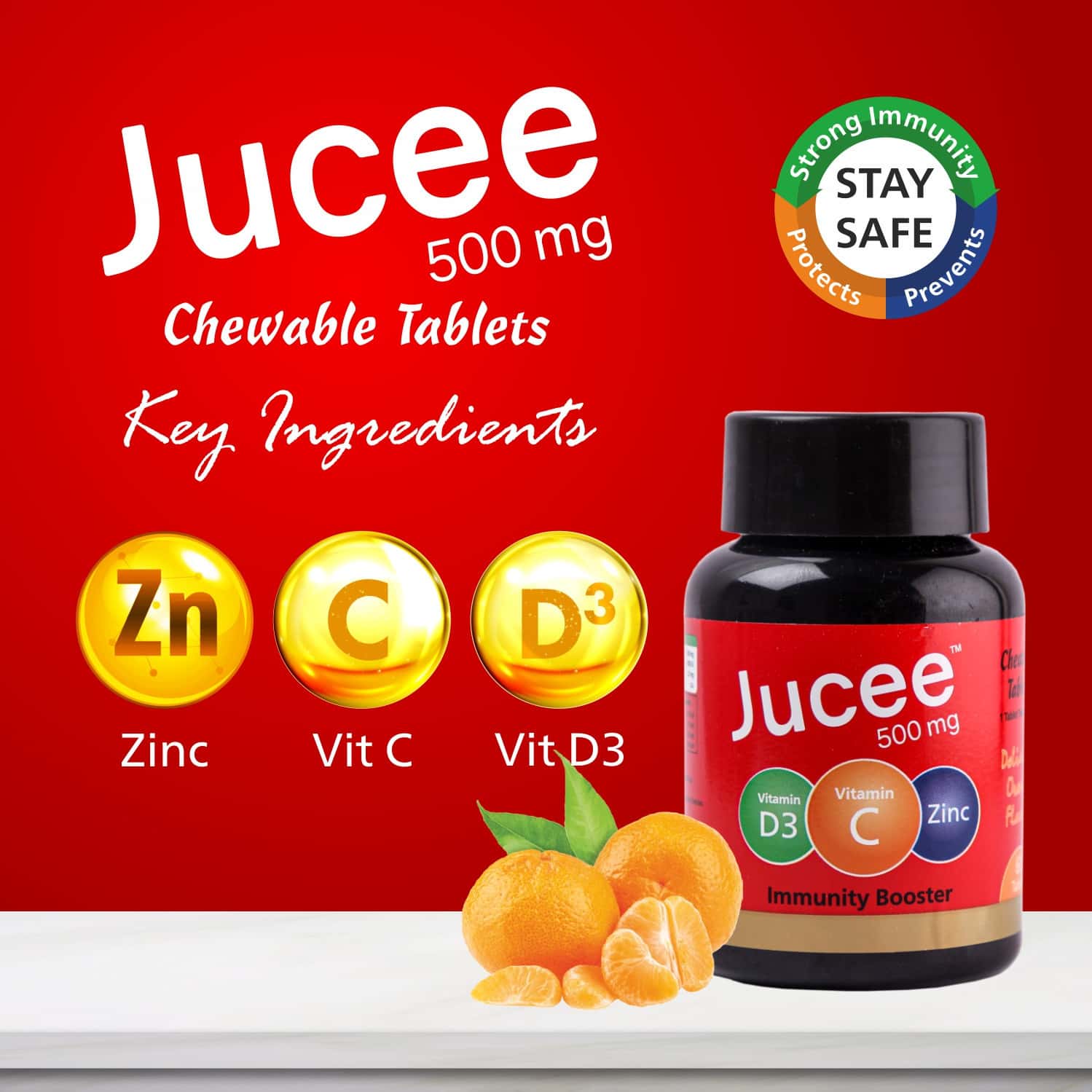 Buy JUCEE CHEWABLE TABLETS 60 CAPS | VITAMINS & ZINC | ORANGE FLAVOUR ...