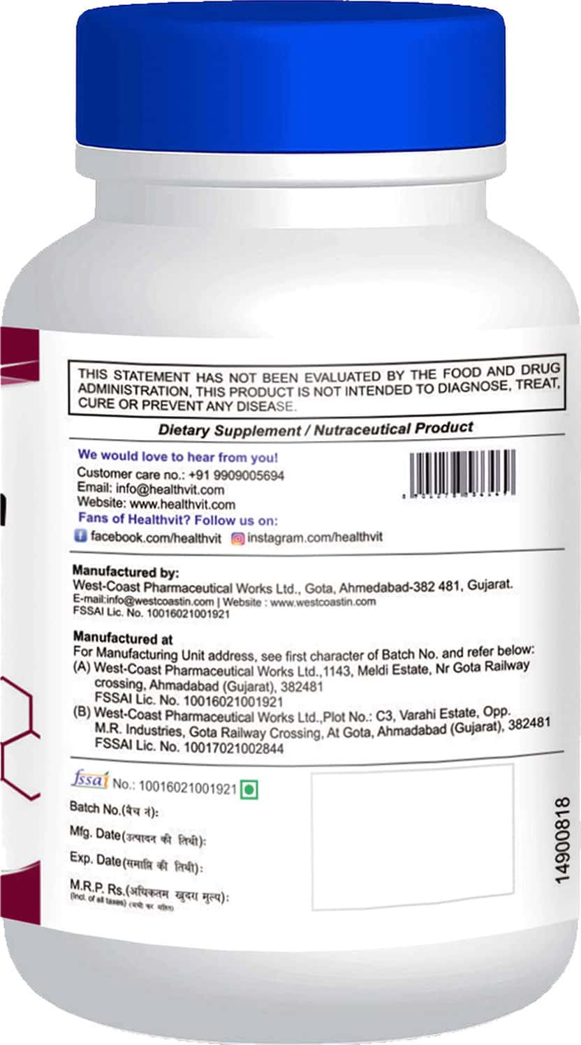 Buy HEALTHVIT GTF CHROMIUM (CHROMIUM NICOTINATE) 200 MCG 60 CAPSULES ...