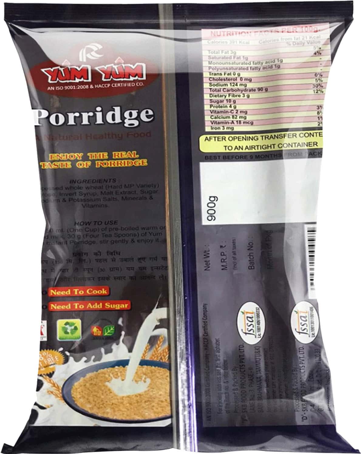 Buy YUM YUM ROASTED SUGAR FREE FLAVOUR PORRIDGE 900G Online & Get Upto ...