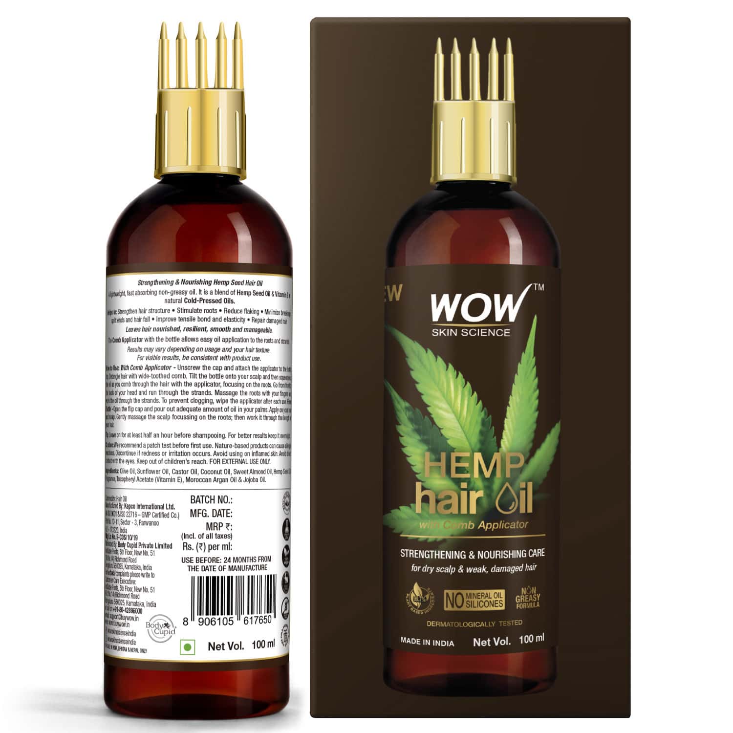 Buy WOW SKIN SCIENCE HEMP HAIR OIL FOR DRY, DAMAGED AND CHEMICALLY TREATED HAIR + COMB ...