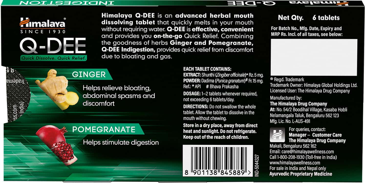 Buy HIMALAYA Q-DEE INDIGESTION TABS Online & Get Upto 60% OFF at PharmEasy