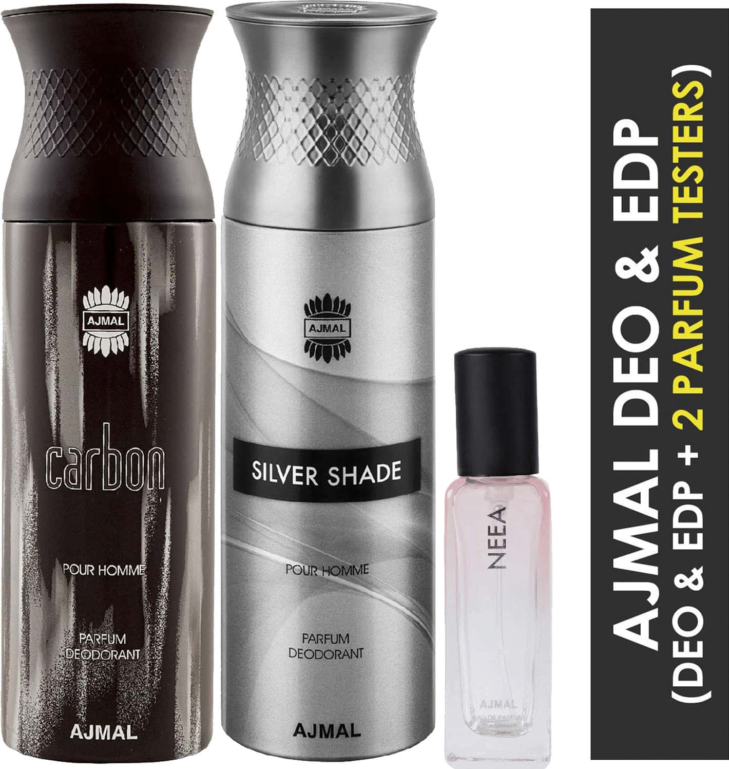 Buy AJMAL CARBON & SILVERSHADE DEO EACH OF 200ML & NEEA EDP 20ML PACK ...