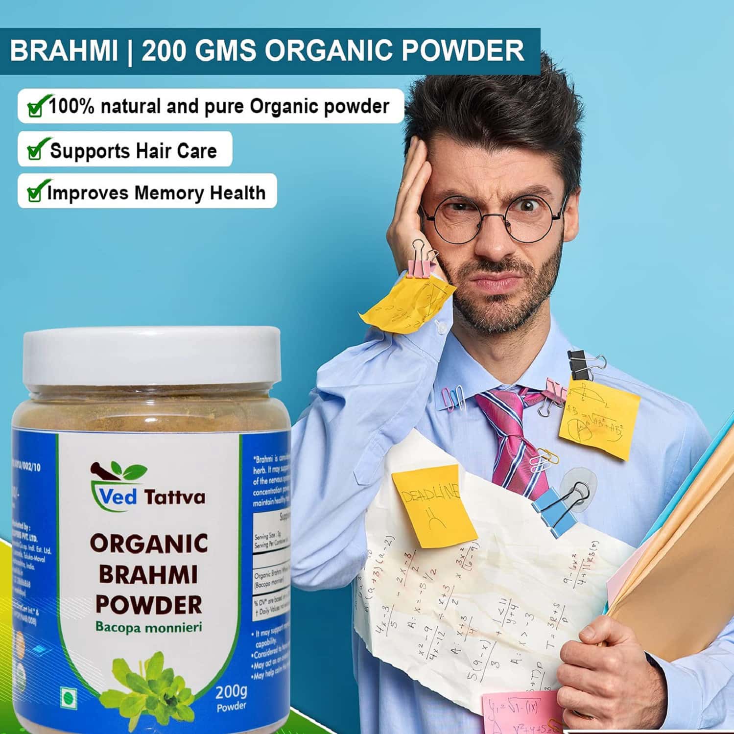 Buy VED TATTVA ORGANIC BRAHMI POWDER 200 GMS (PACK OF 4) Online & Get ...