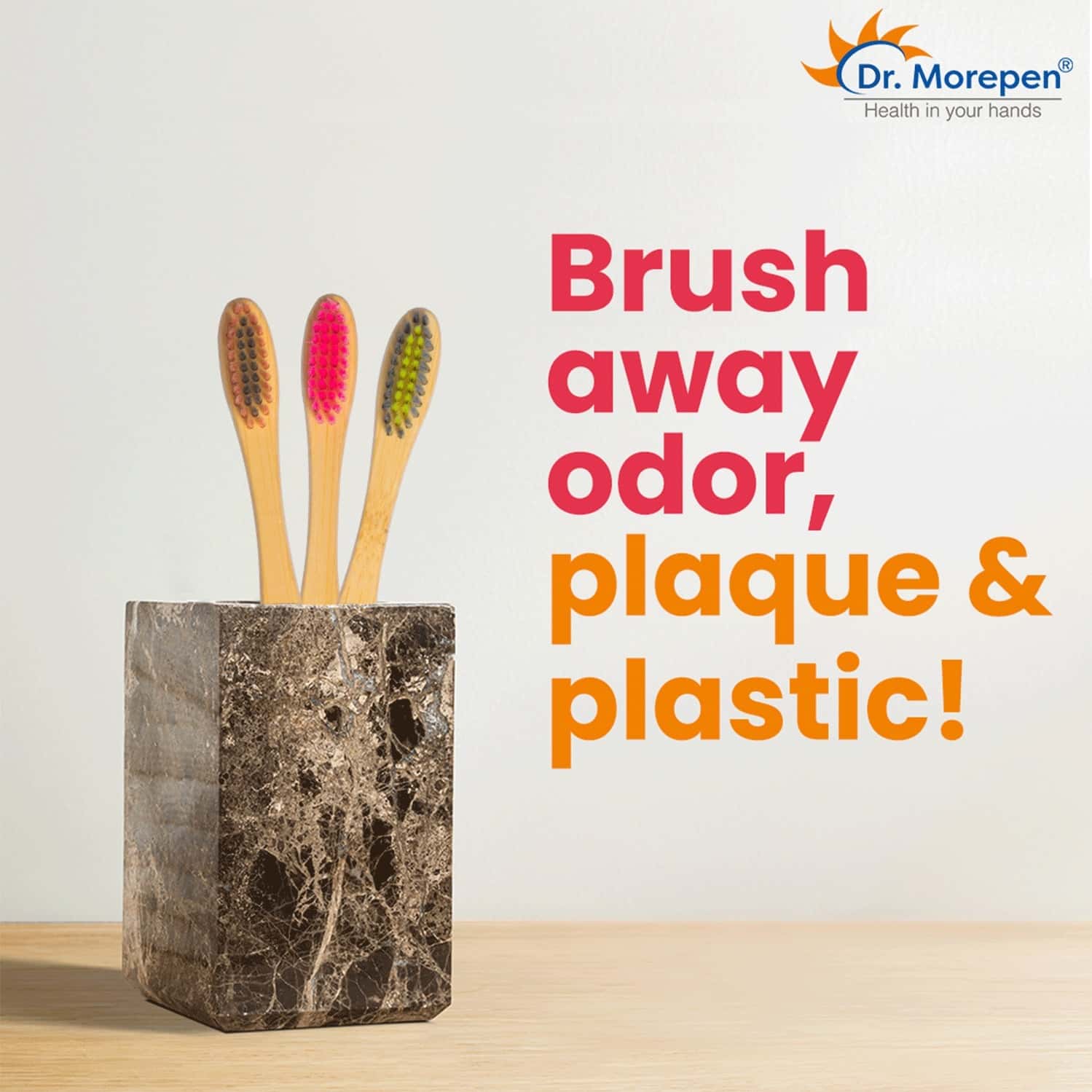 Buy DR. MOREPEN ORGANIC BAMBOO TOOTHBRUSH FOR ADULTS - NEON PINK ...