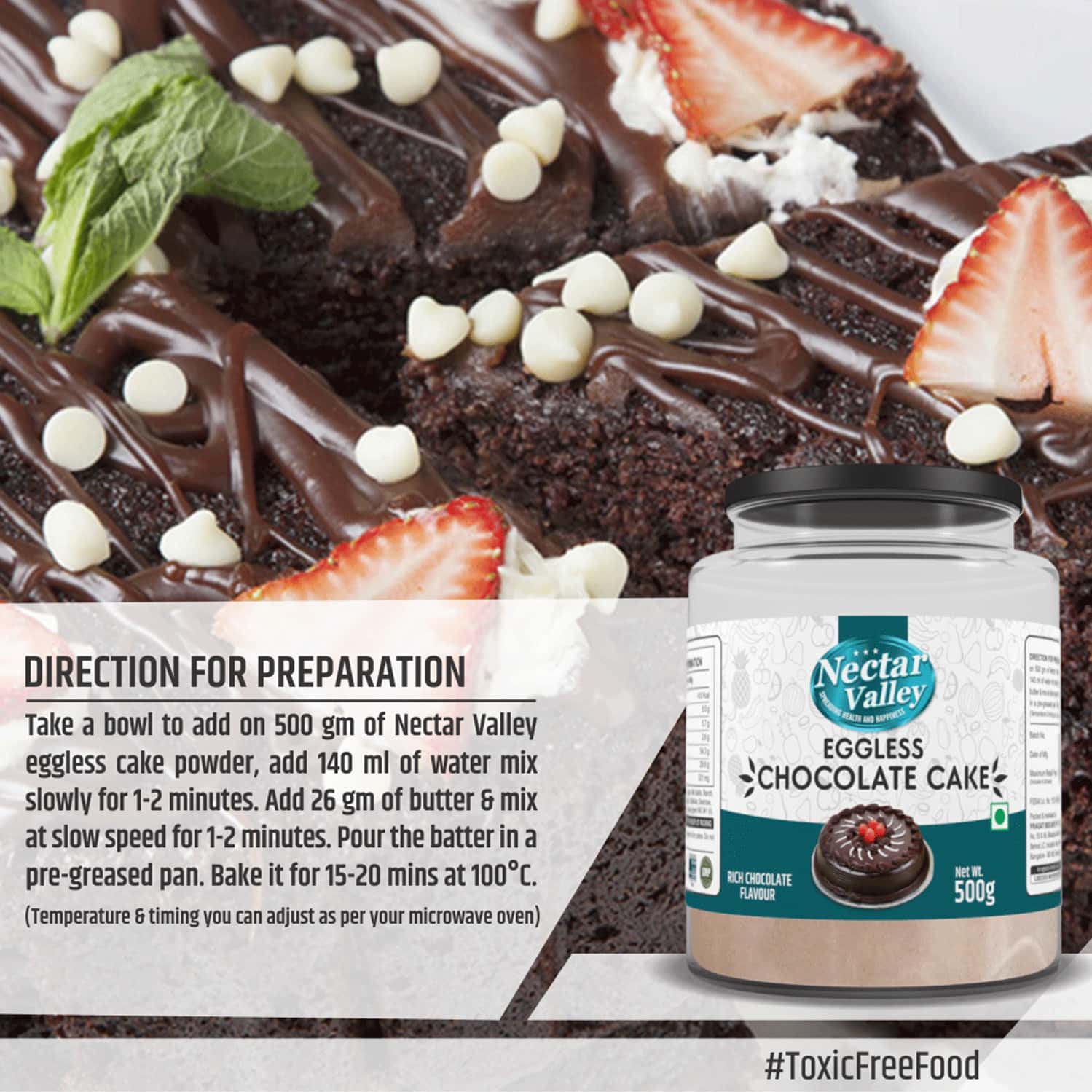 Buy NECTAR VALLEY EGGLESS RICH CHOCOLATE CAKE MIX | INSTANT READY TO ...