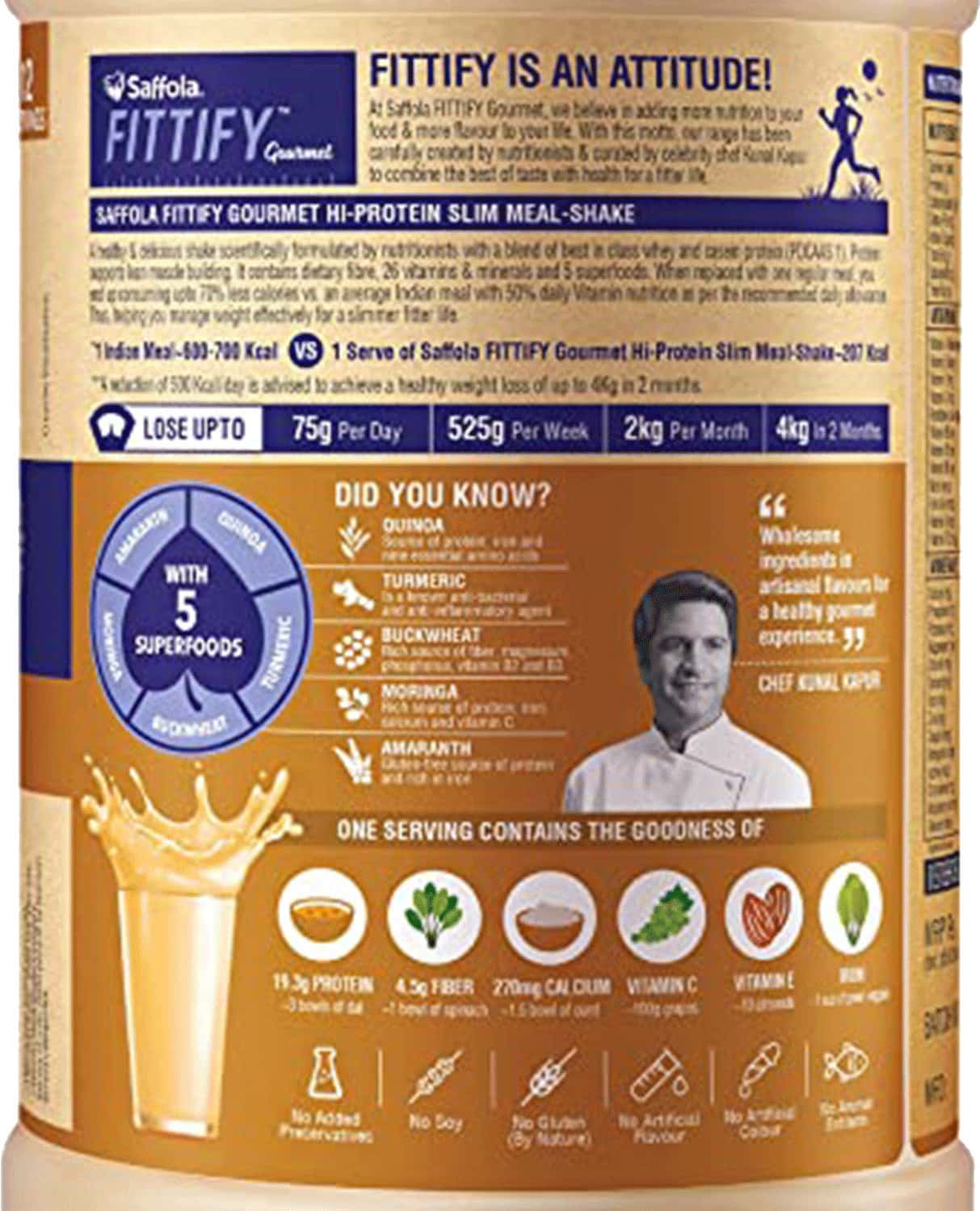 Buy SAFFOLA FITTIFY HI PROTEIN SLIM MEAL-SHAKE COFFEE CARAMEL 420 GM ...