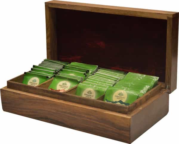 Buy ORGANIC INDIA SUPER DELUXE WOODEN GIFT 100 TEABAGS BOX Online & Get ...