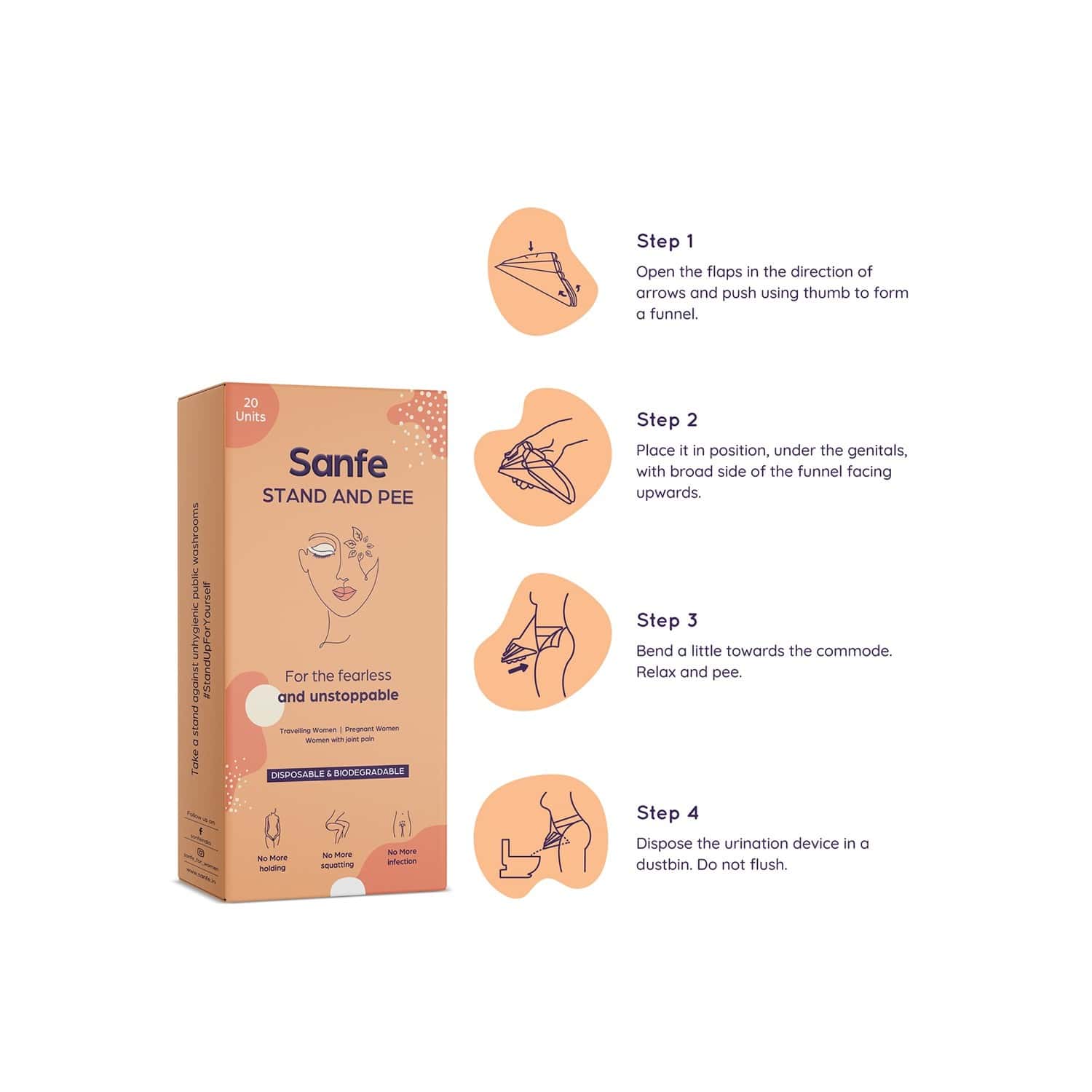 Buy SANFE STAND AND PEE DISPOSABLE FEMALE URINATION DEVICE FOR WOMEN ...