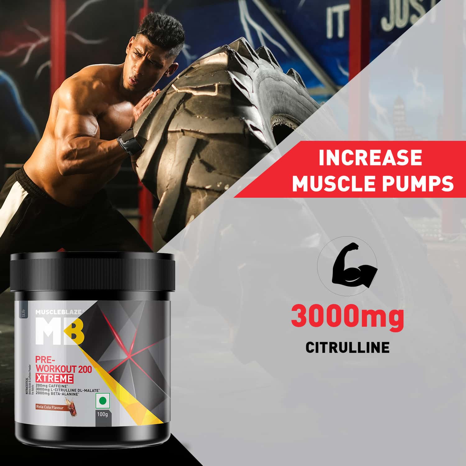 Buy MUSCLEBLAZE PRE WORKOUT 200 XTREME, 200 MG CAFFEINE, 200 MG ...