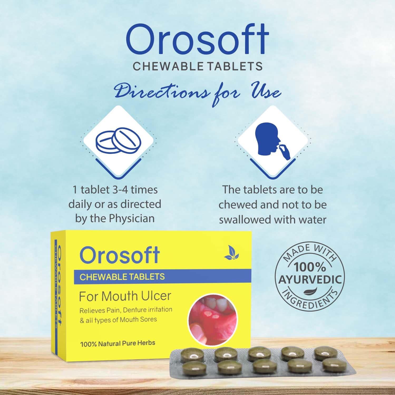 Buy OROSOFT CHEWABLE TABLETS (1 X 10 BLISTER | REDUCES MOUTH ULCERS ...