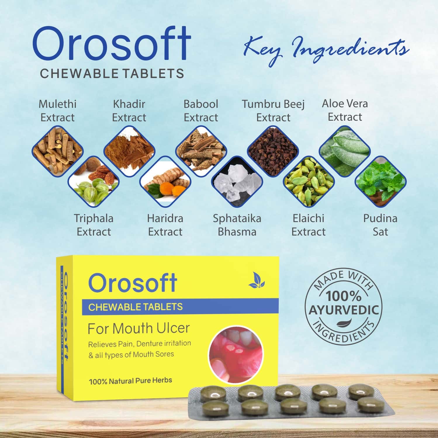 Buy OROSOFT CHEWABLE TABLETS (1 X 10 BLISTER) | REDUCES MOUTH ULCERS ...
