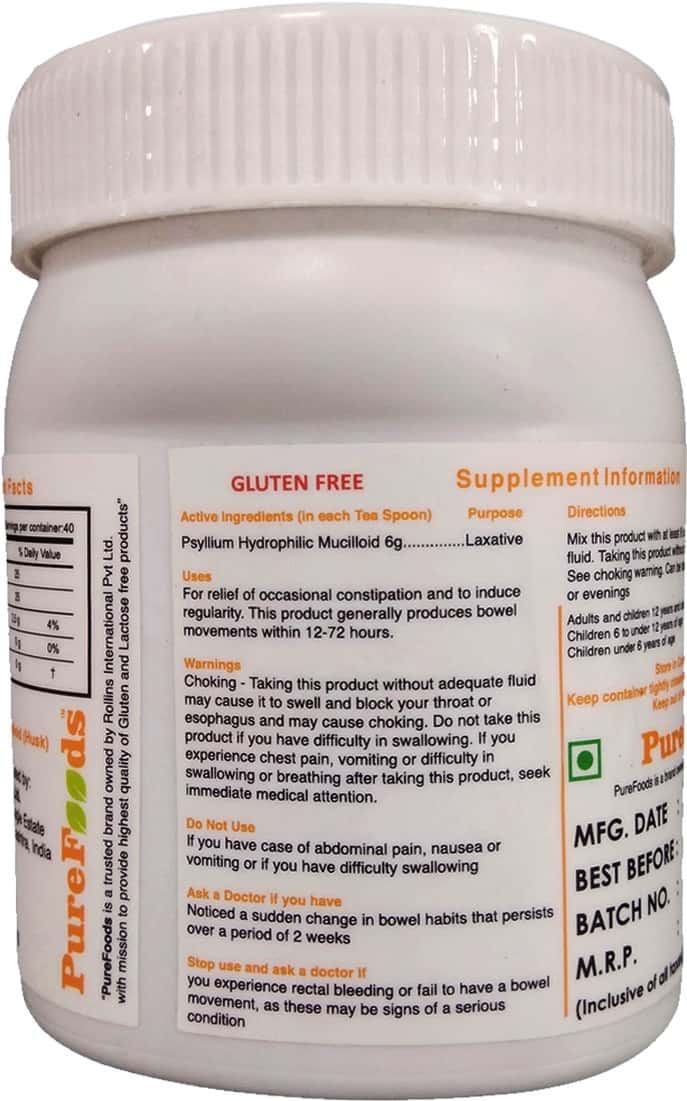 Buy PUREFOODS PSYLLIUM FIBRE (ORIGINAL FORMULA) - 225G Online & Get ...